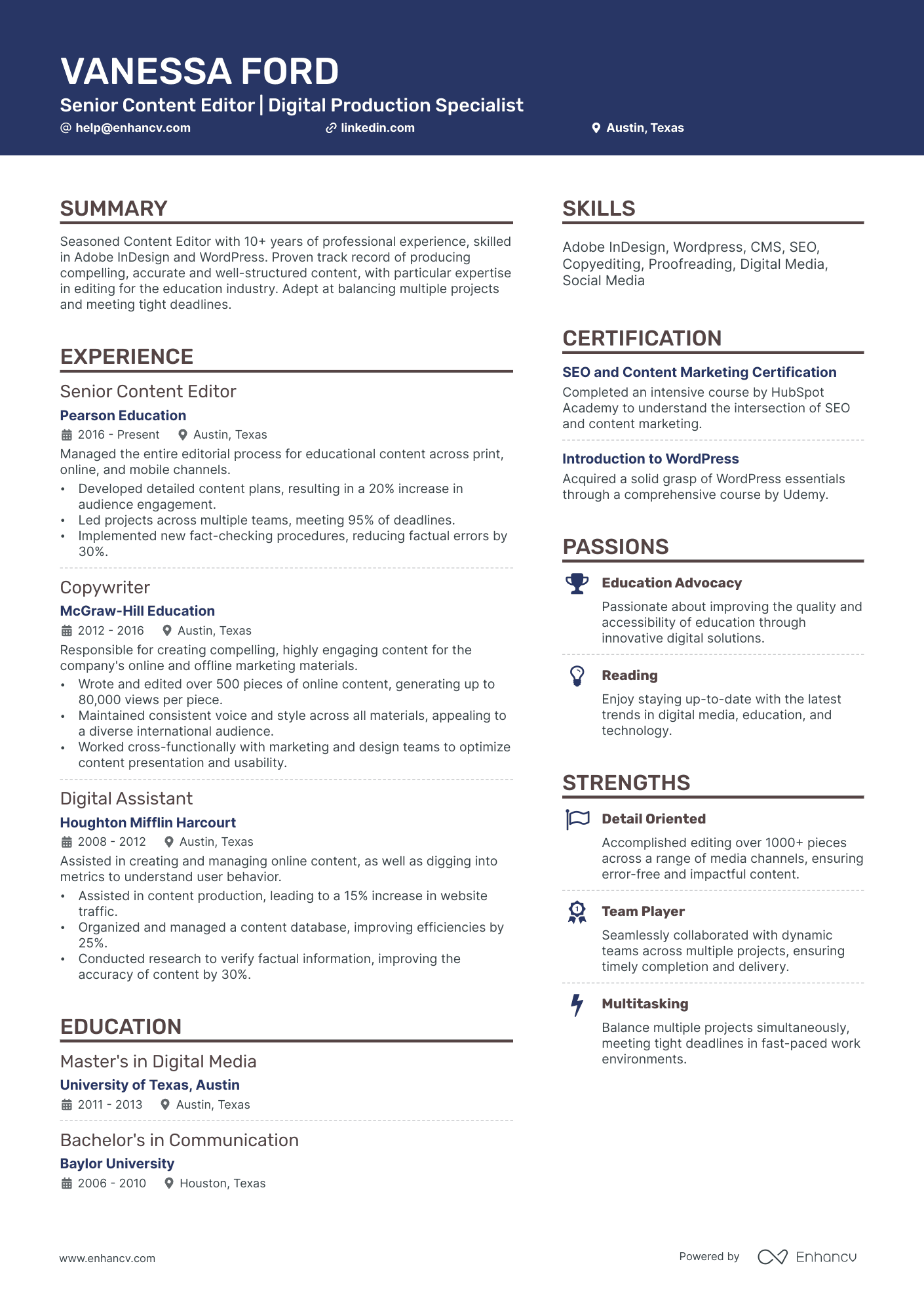 10 Content Editor Resume Examples & Guide for 2025
