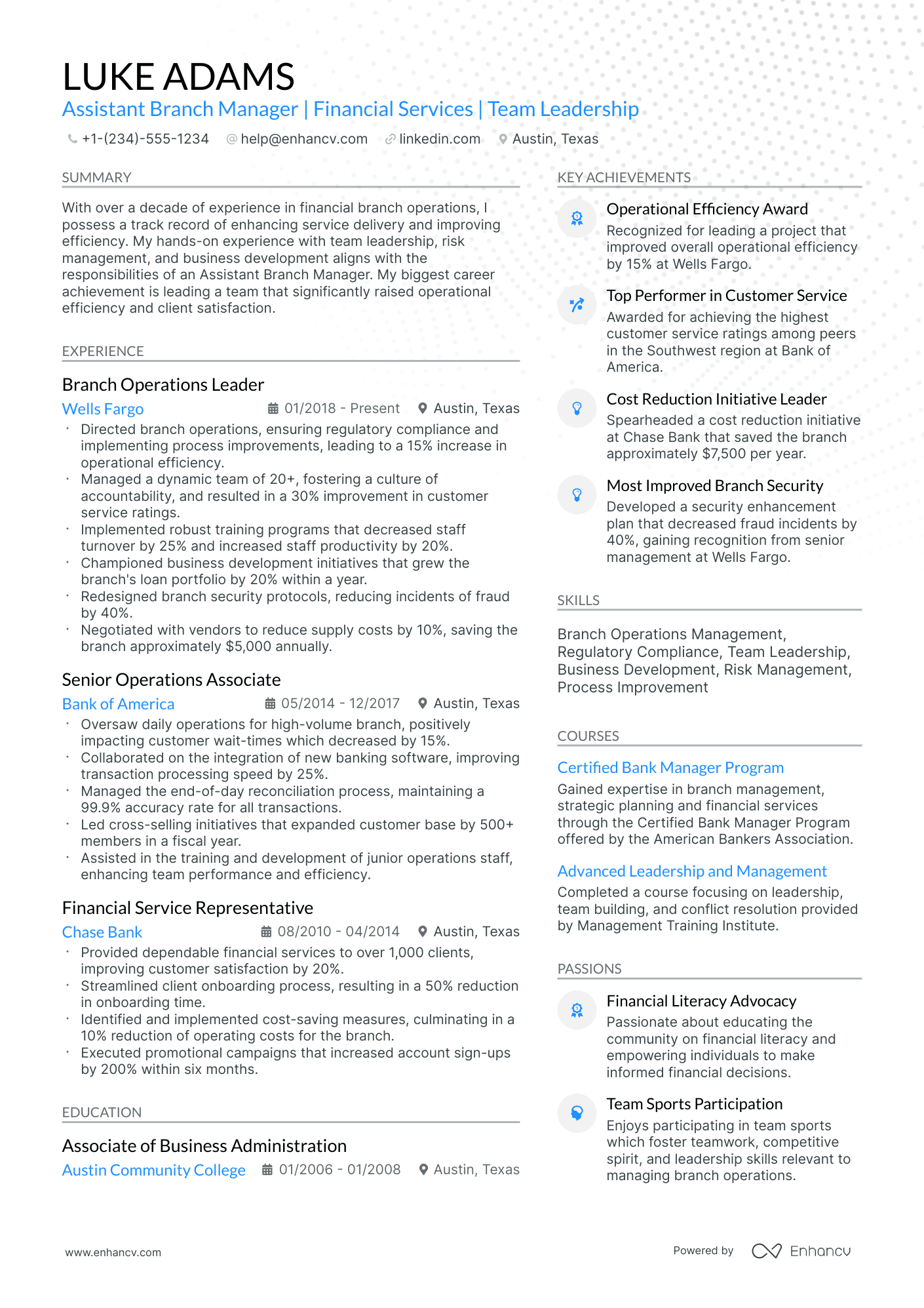 10 Assistant Branch Manager Resume Examples & Guide for 2026