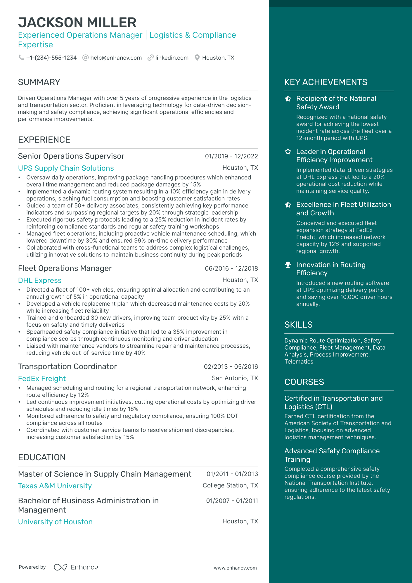 10 FedEx Operations Manager Resume Examples & Guide for 2025