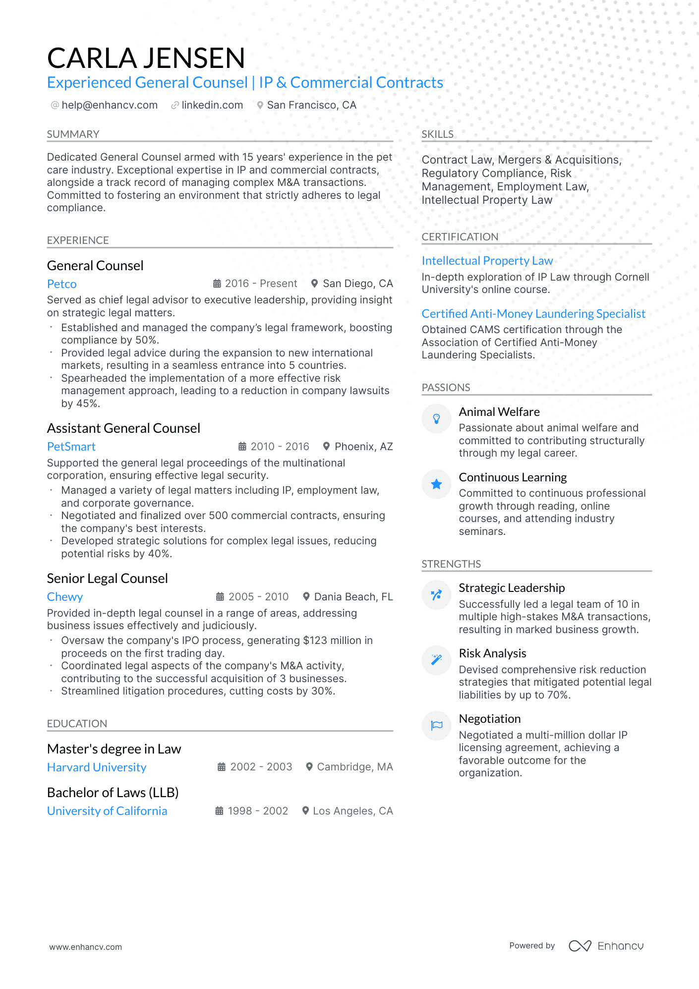 10 General Counsel Resume Examples & Guide for 2026