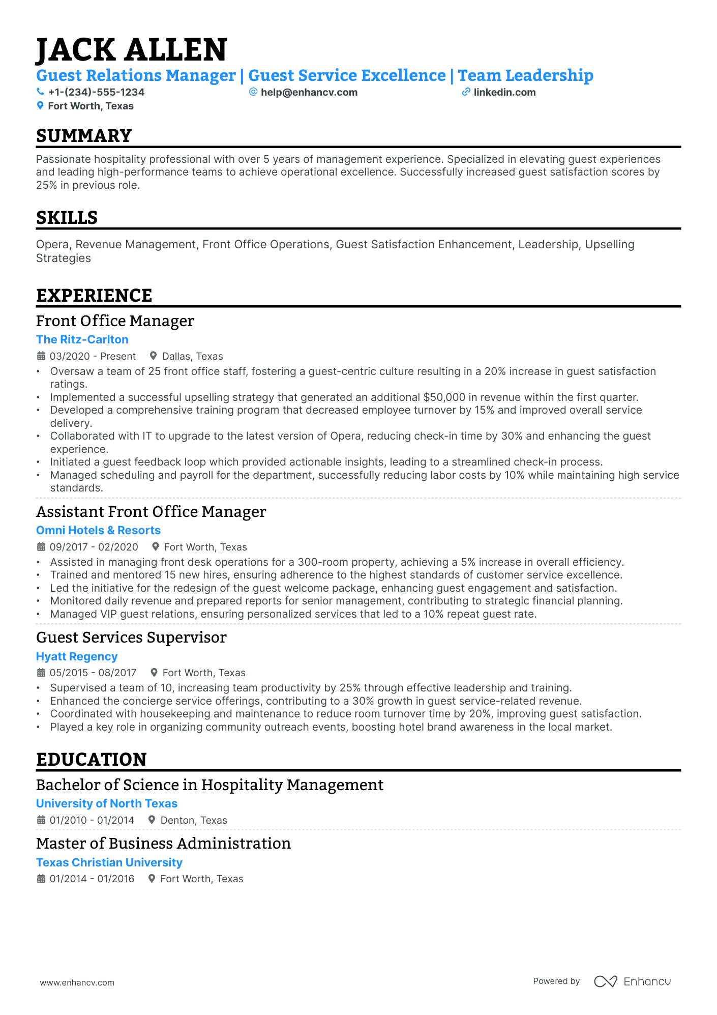 10 Guest Relations Manager Resume Examples & Guide for 2026