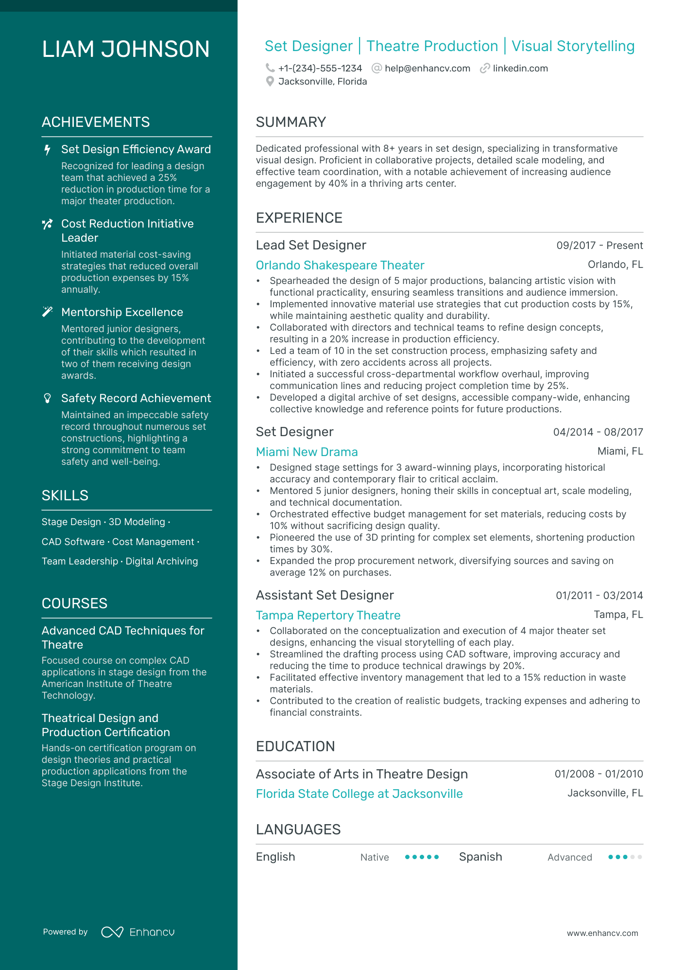 5 Set Designer Resume Examples & Guide for 2024