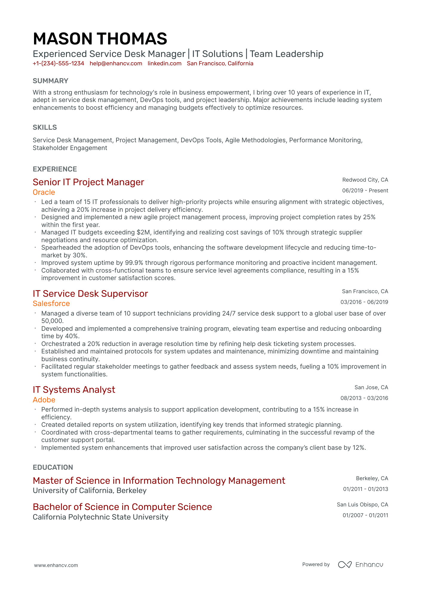 10 Service Desk Manager Resume Examples & Guide for 2026