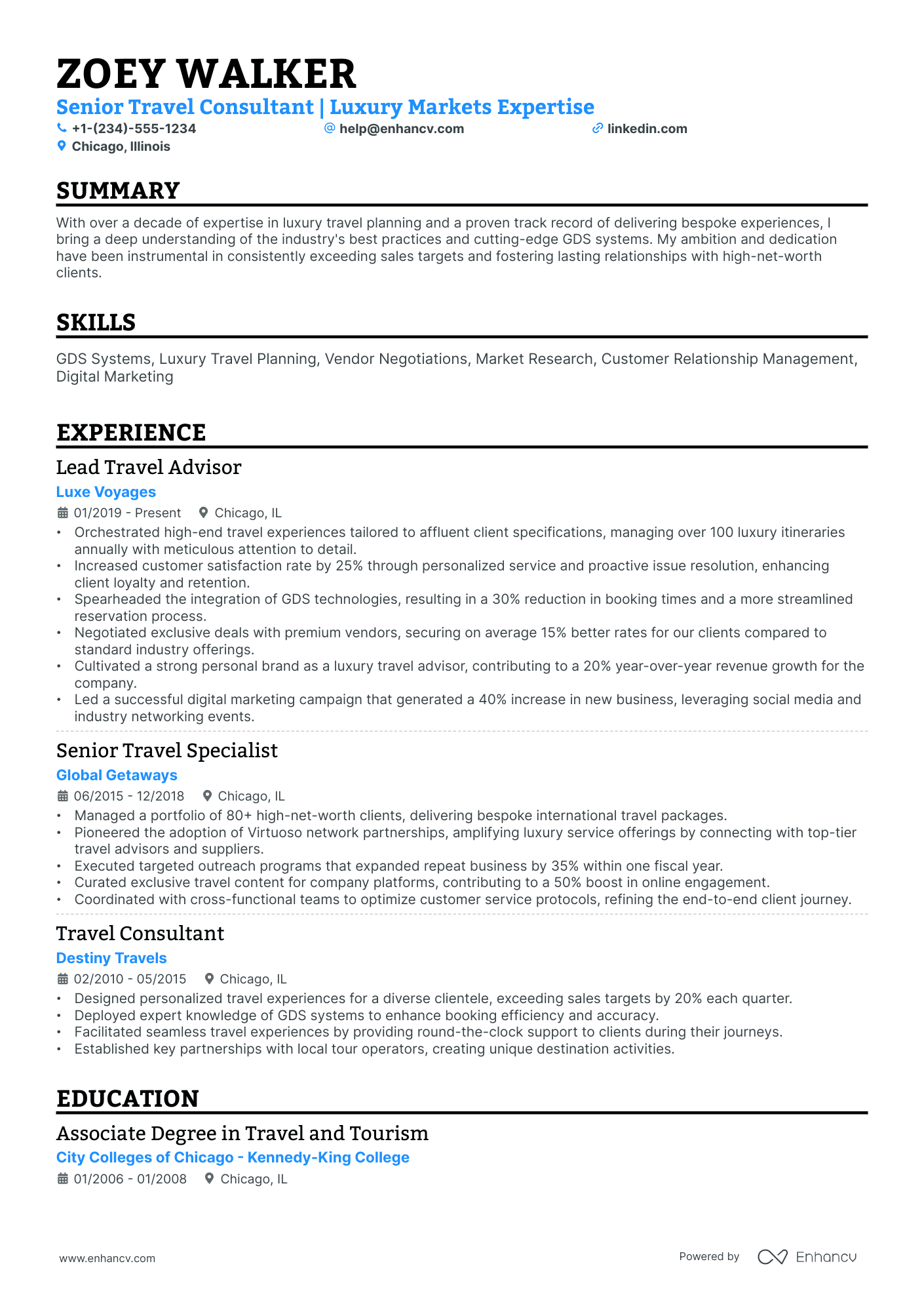 Travel Consultant Resume Examples & Guide for 2025