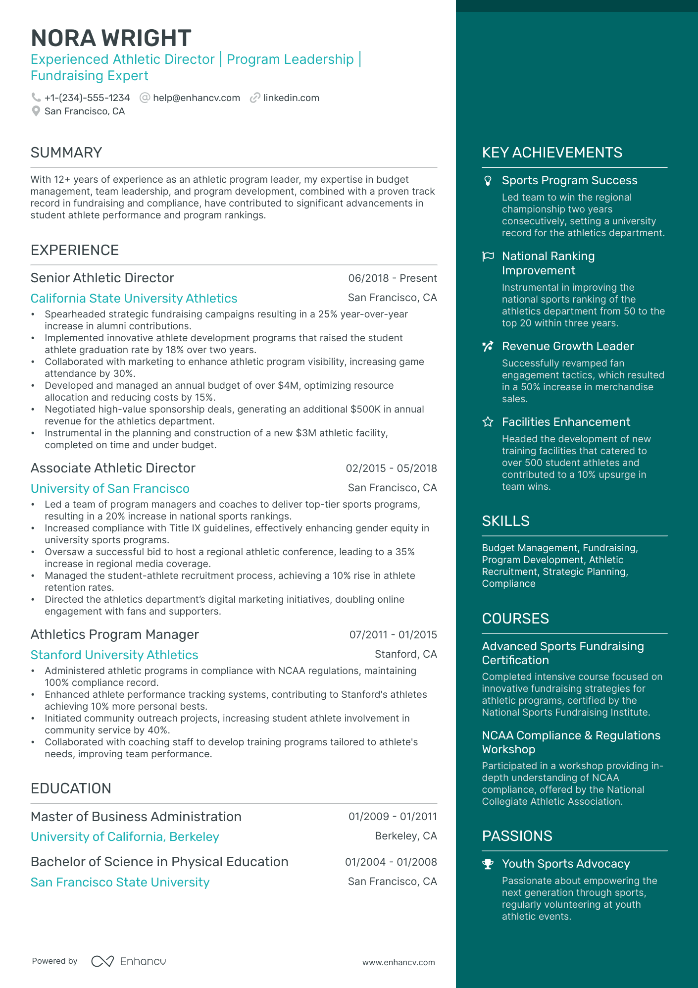10 Athletic Director Resume Examples & Guide for 2025