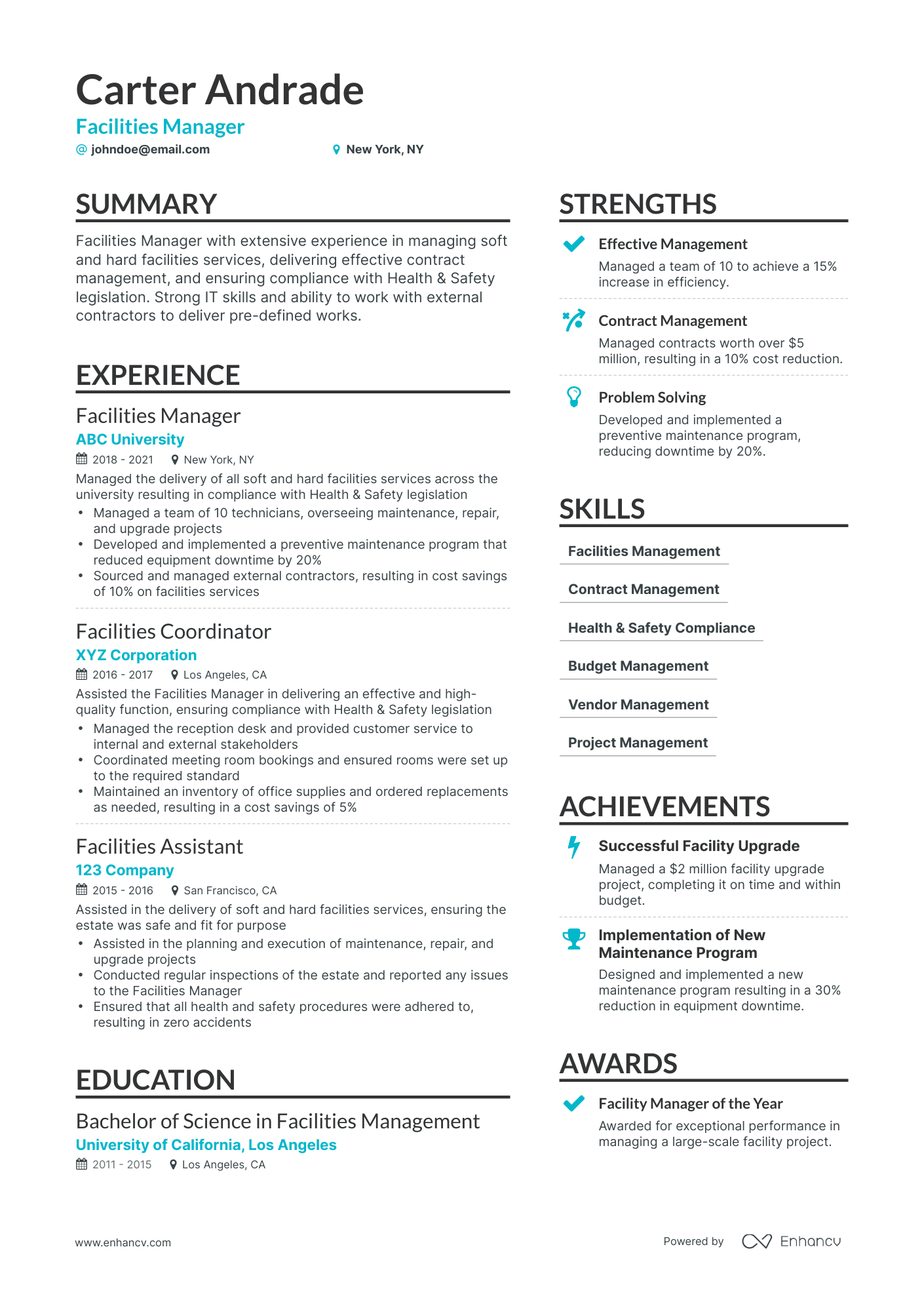 5 Facilities Manager Resume Examples & Guide for 2024