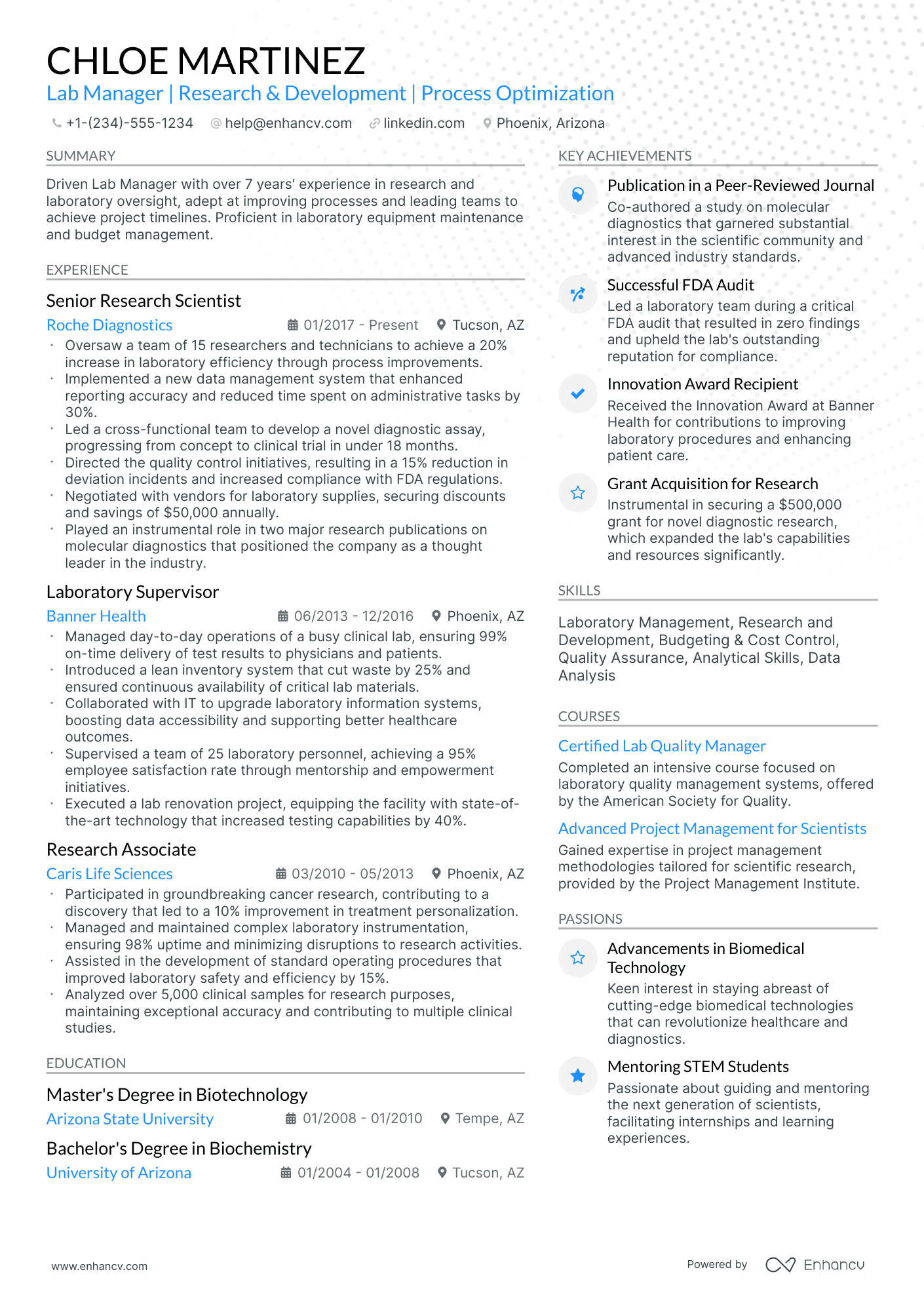 10 Lab Manager Resume Examples & Guide for 2026