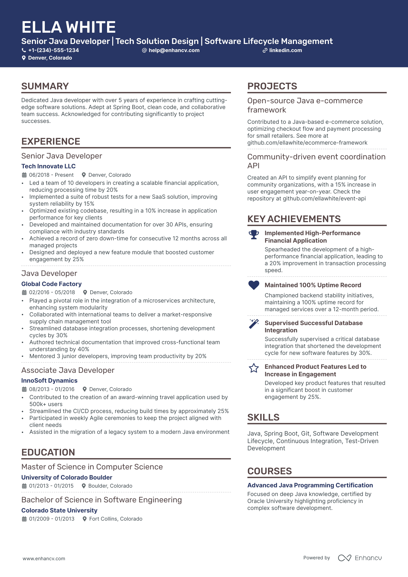 10 Senior Java Developer Resume Examples & Guide for 2026