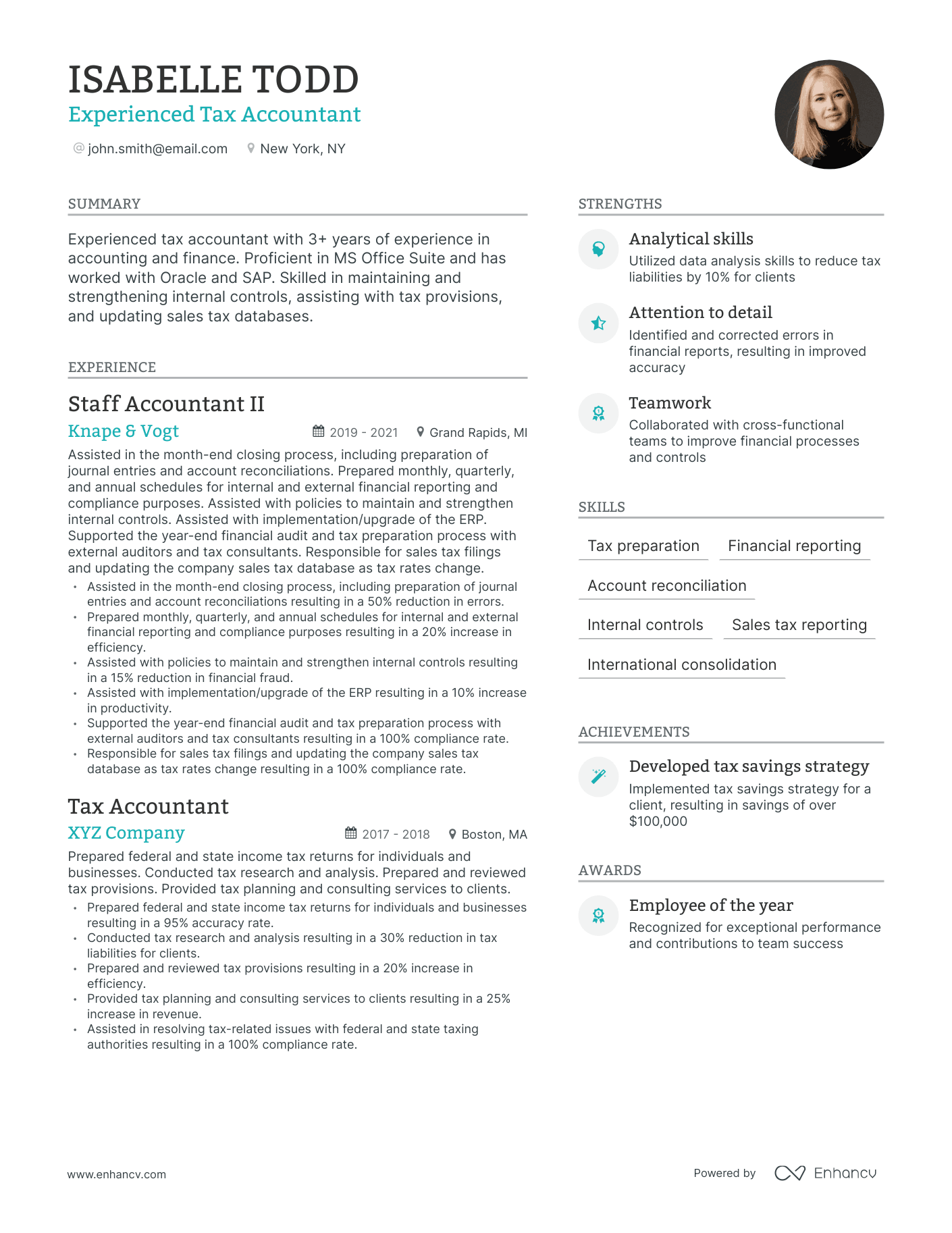 5 Tax Accountant Resume Examples & Guide for 2024