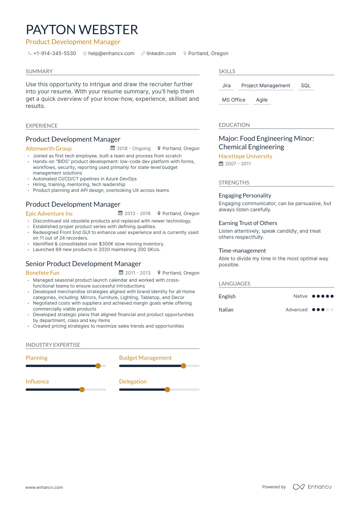 Product Development Manager Resume Examples & Guide for 2023 (Layout ...
