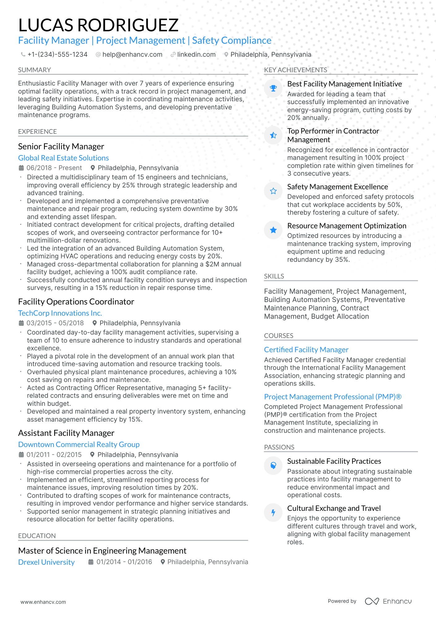 10 Facility Manager Resume Examples & Guide for 2026