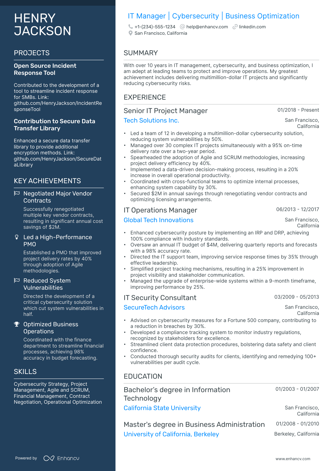 10 Technology Manager Resume Examples & Guide for 2025