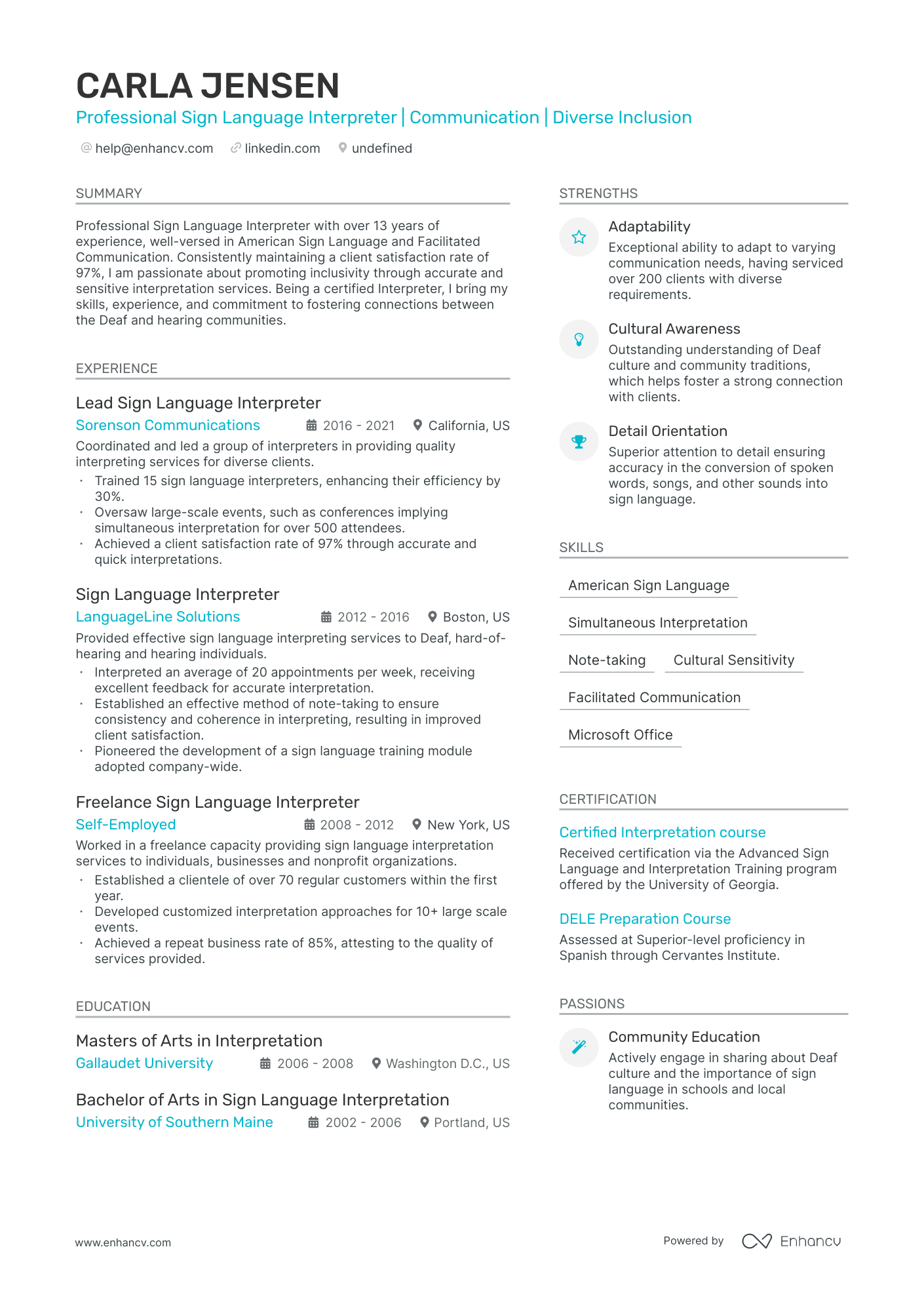 5 Sign Language Interpreter Resume Examples & Guide for 2024