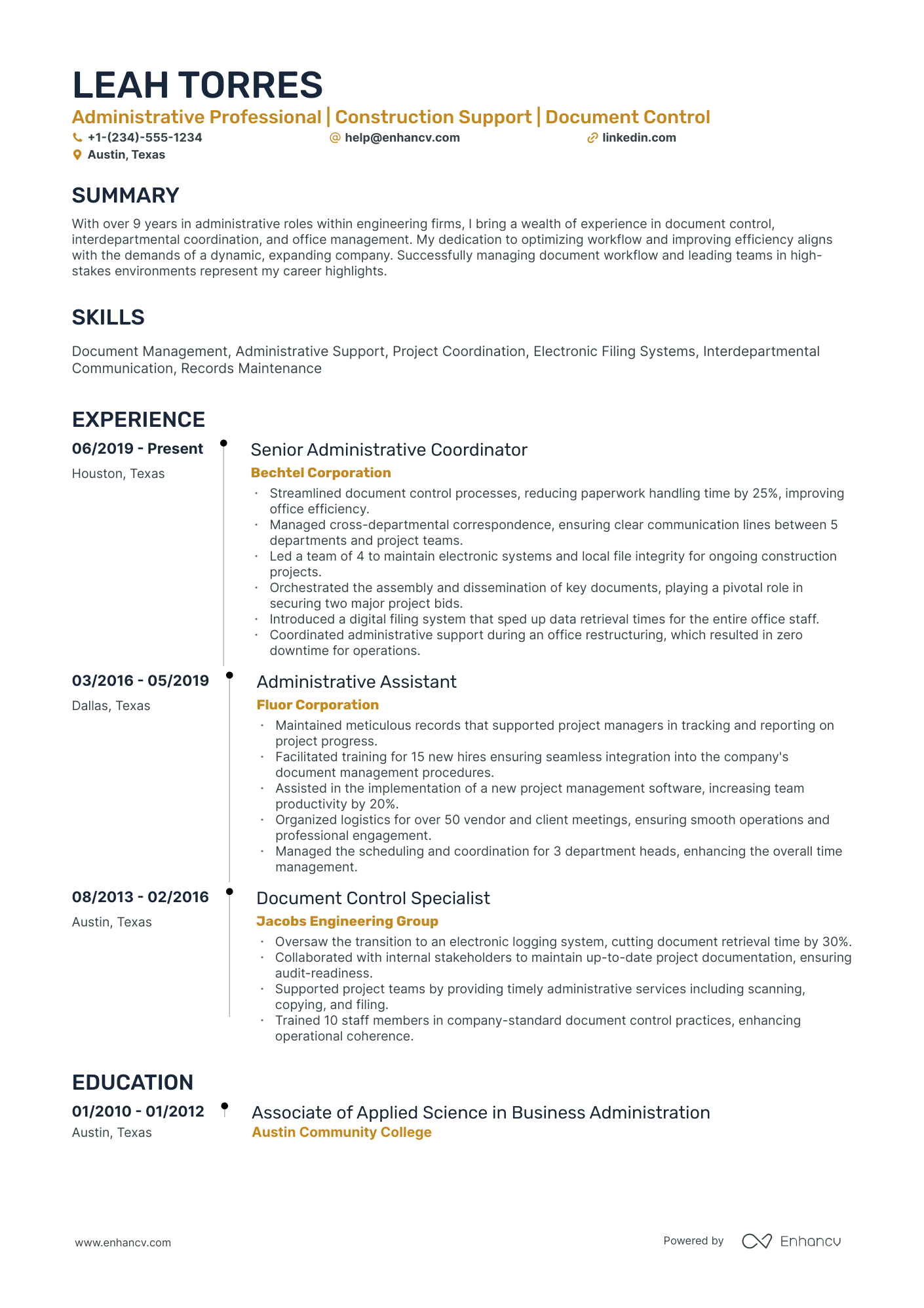 10 Construction Administrative Assistant Resume Examples & Guide for 2026