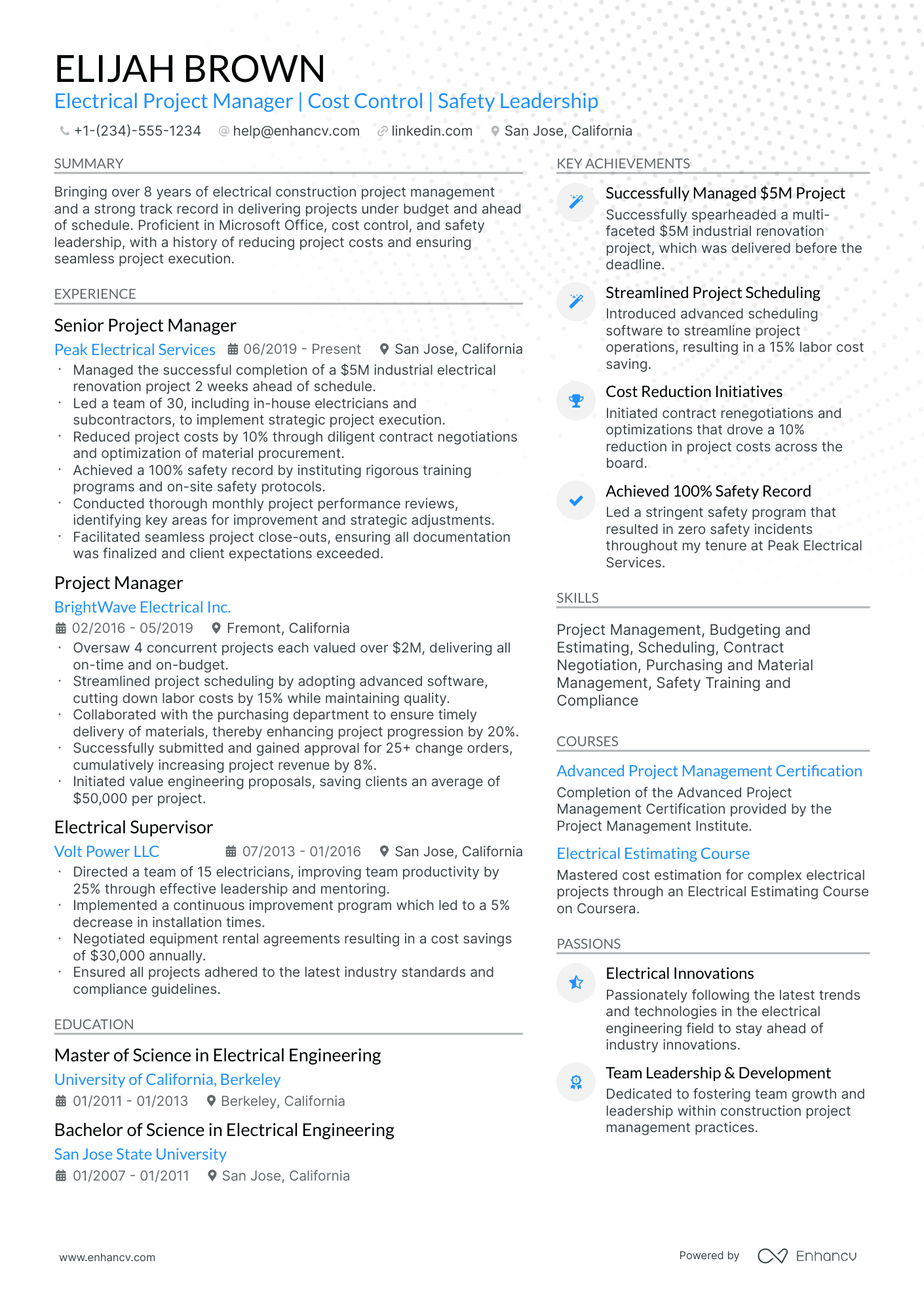 10 Electrical Project Manager Resume Examples & Guide for 2026