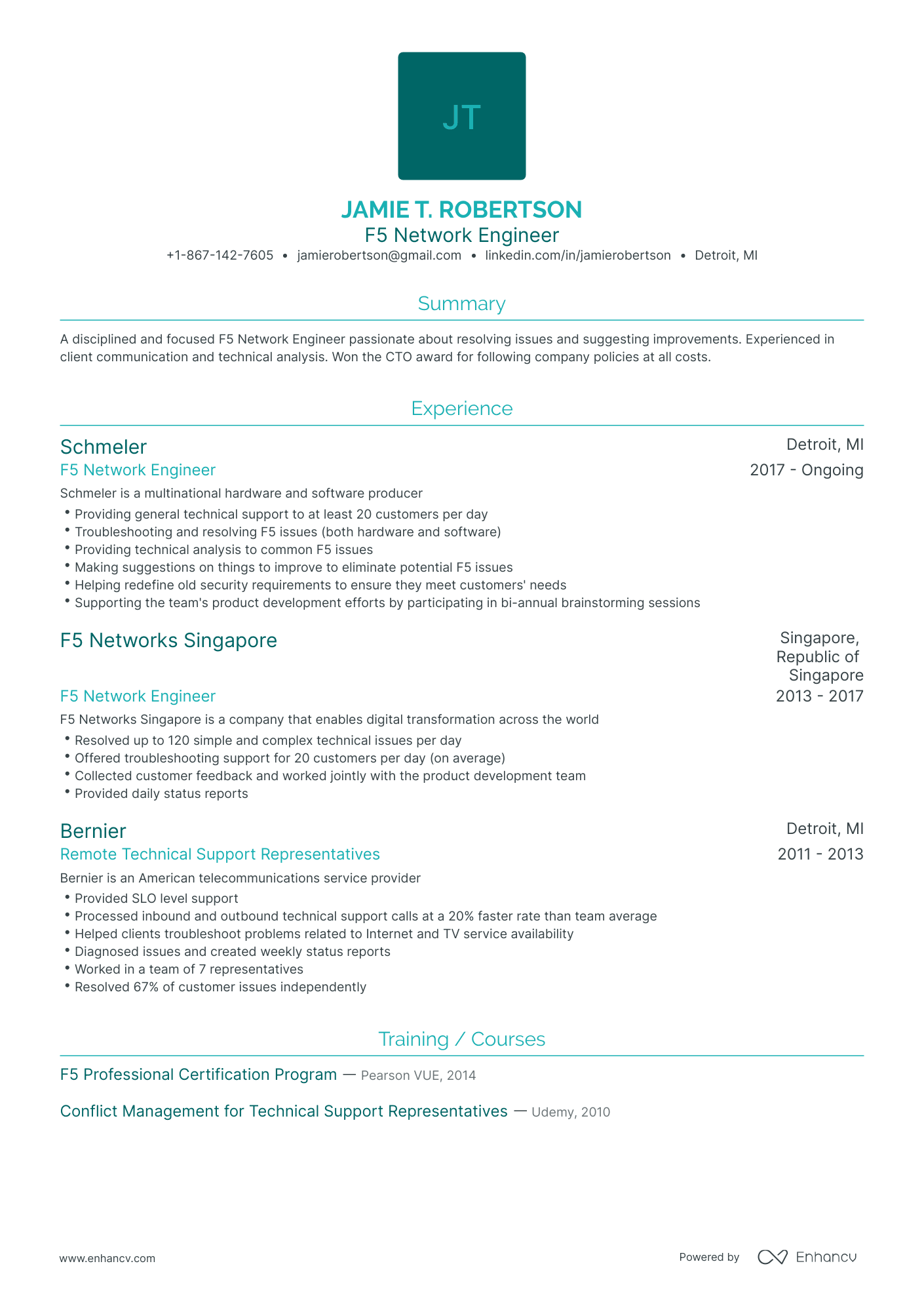 5 F5 Network Engineer Resume Examples & Guide for 2023