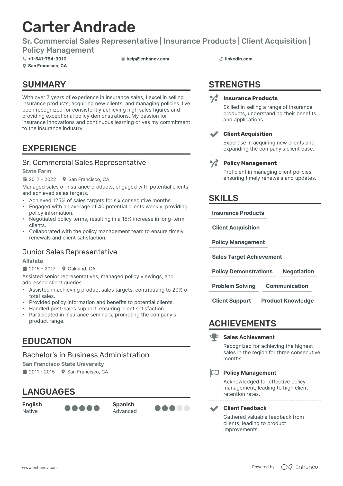 5 Insurance Sales Resume Examples & Guide for 2025