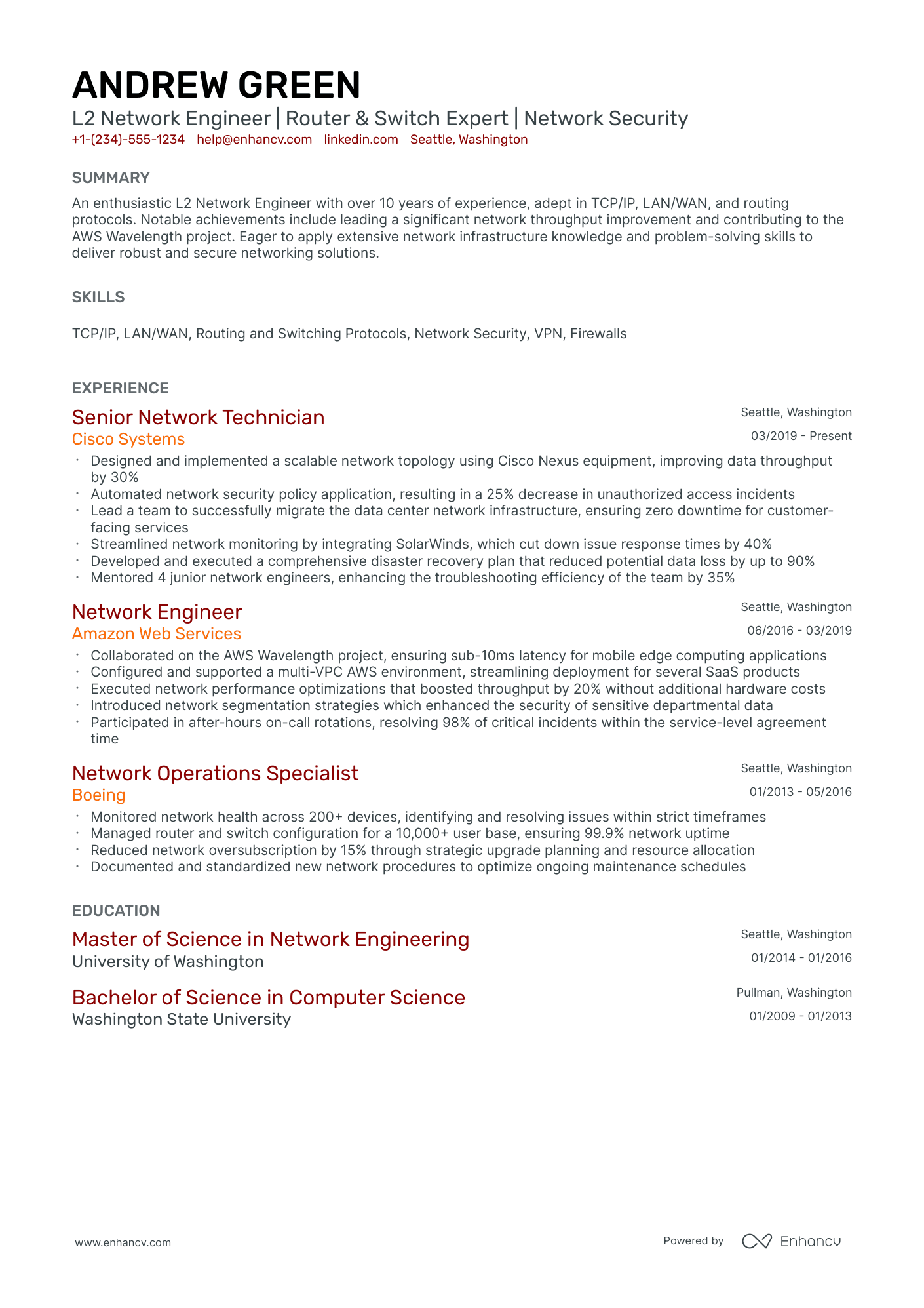 10 L2 Network Engineer Resume Examples & Guide for 2026