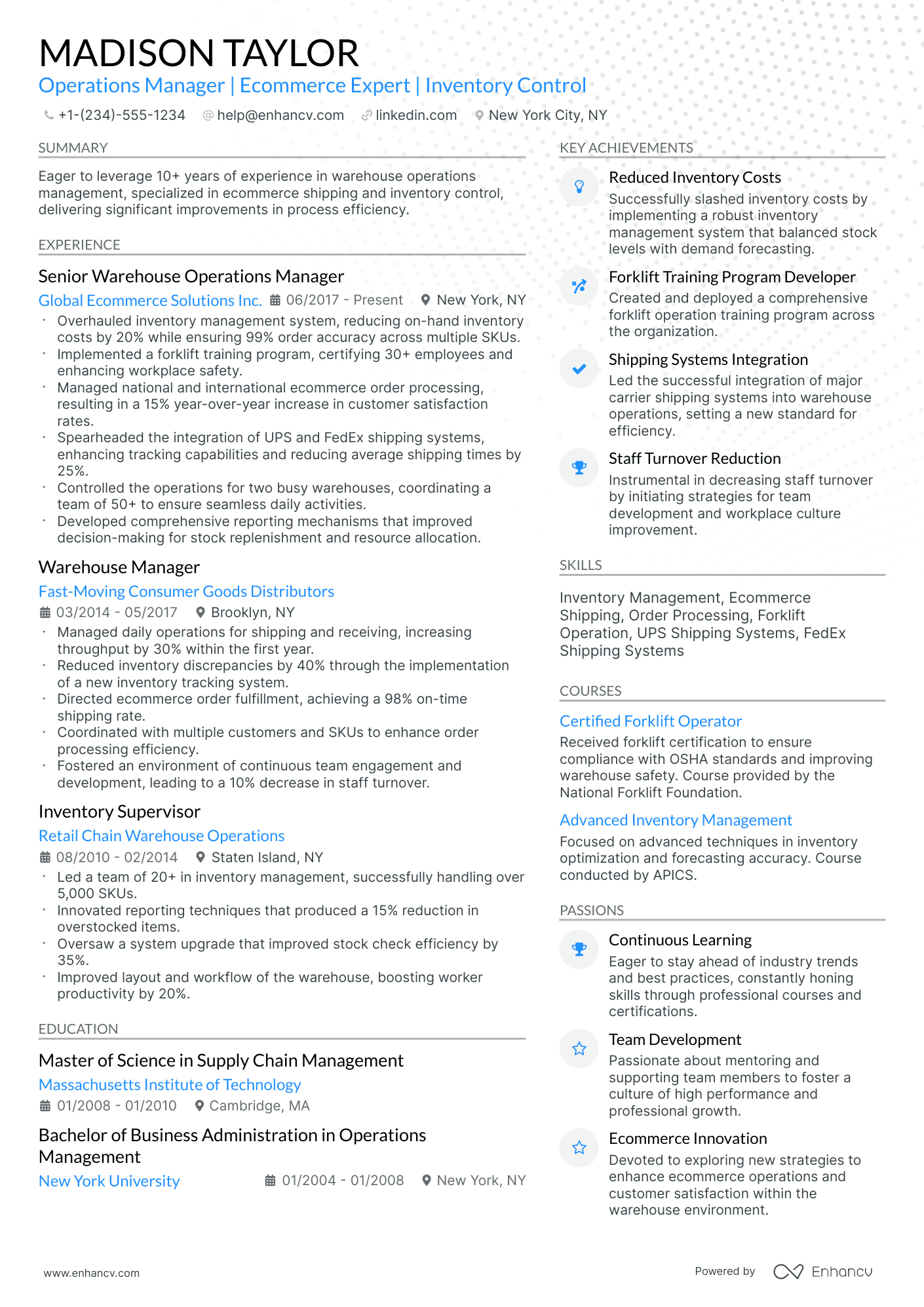 10 Warehouse Operations Manager Resume Examples & Guide for 2026