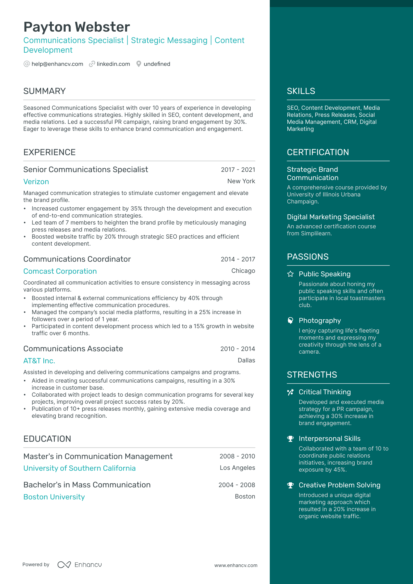 10 Communications Specialist Resume Examples & Guide for 2026