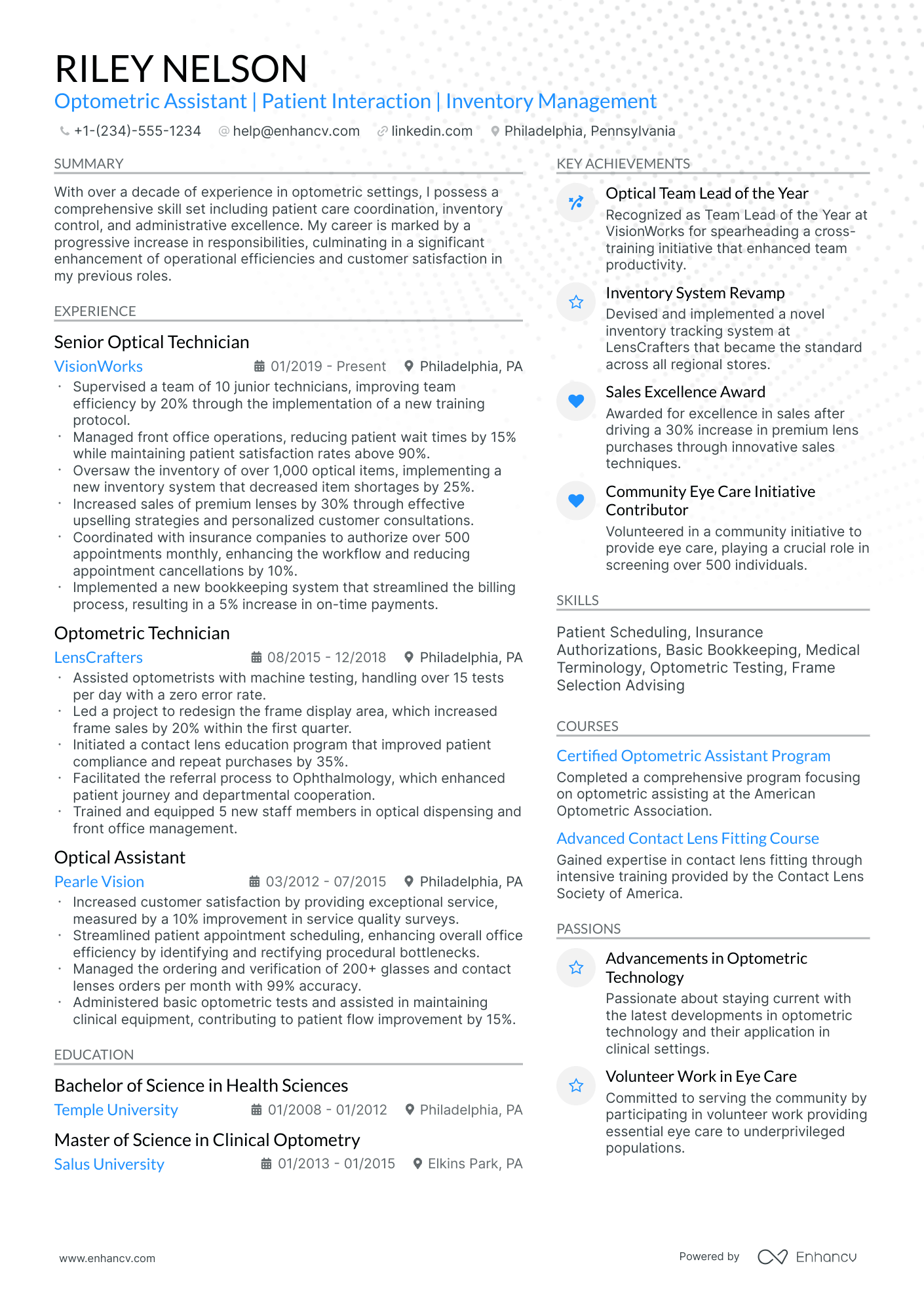 10 Optometrist Resume Examples, Templates & Guide for 2026