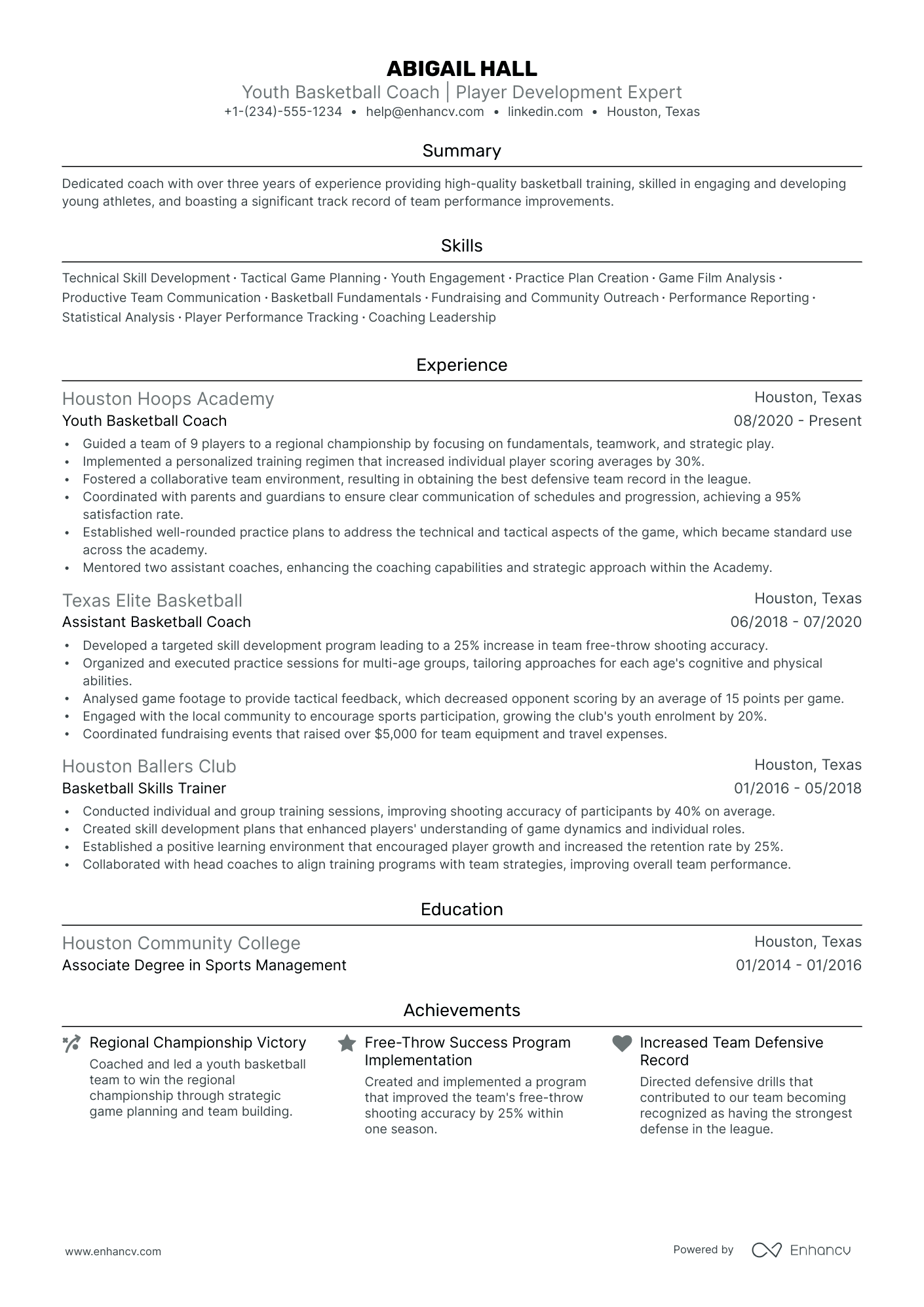 5 Basketball Coach Resume Examples & Guide for 2024