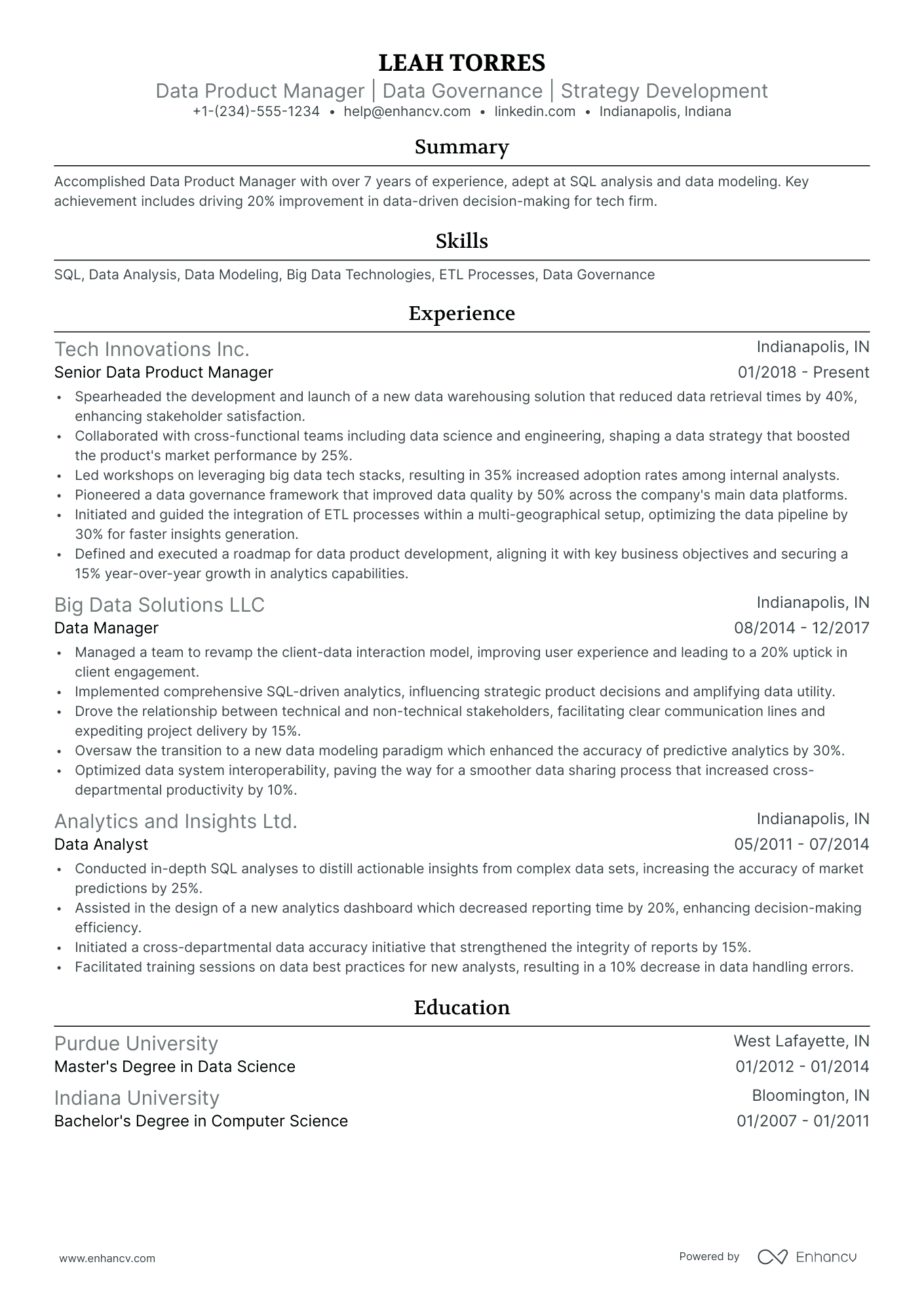 10 Data Product Manager Resume Examples & Guide for 2026