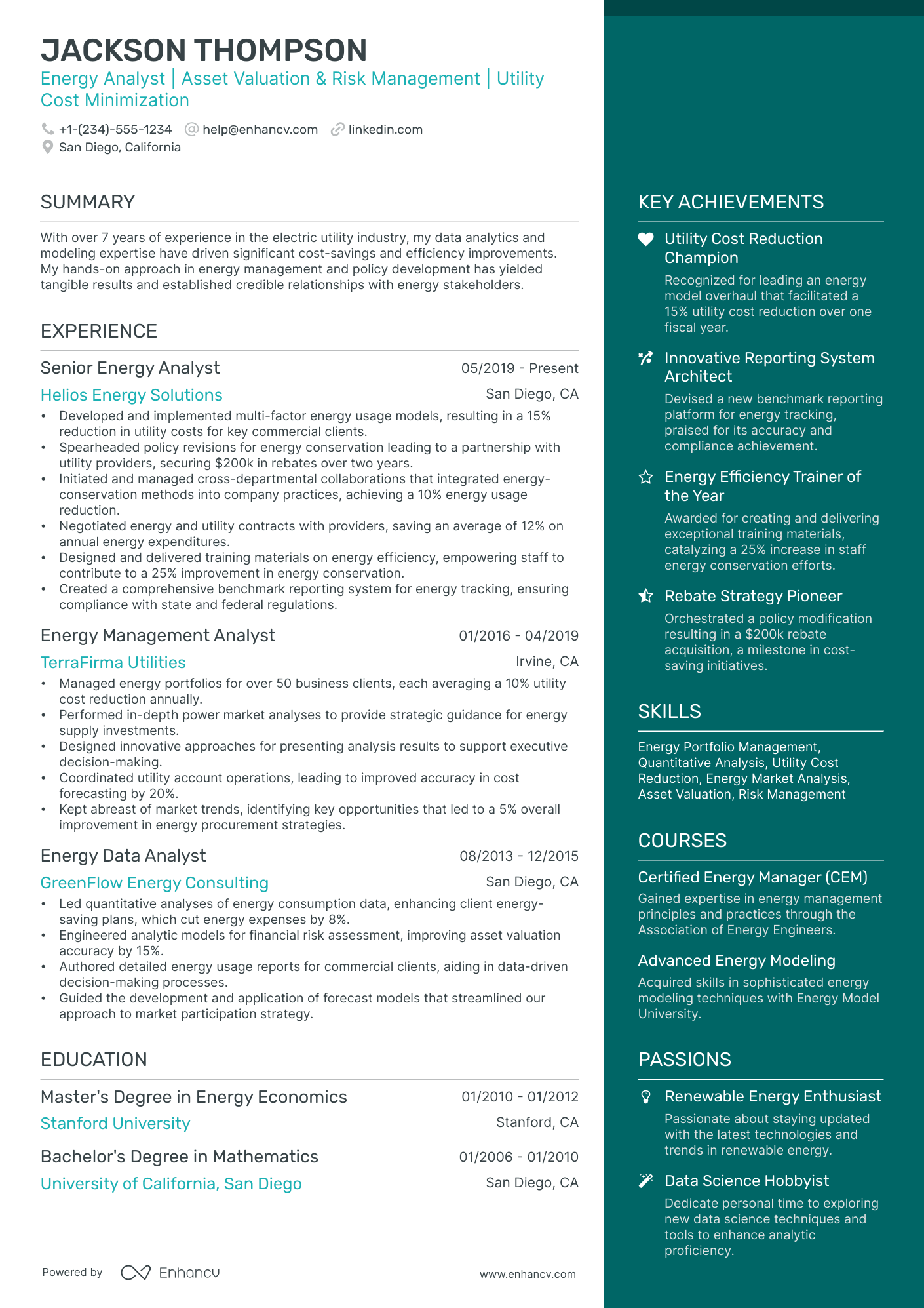 10 Energy Manager Resume Examples & Guide for 2026