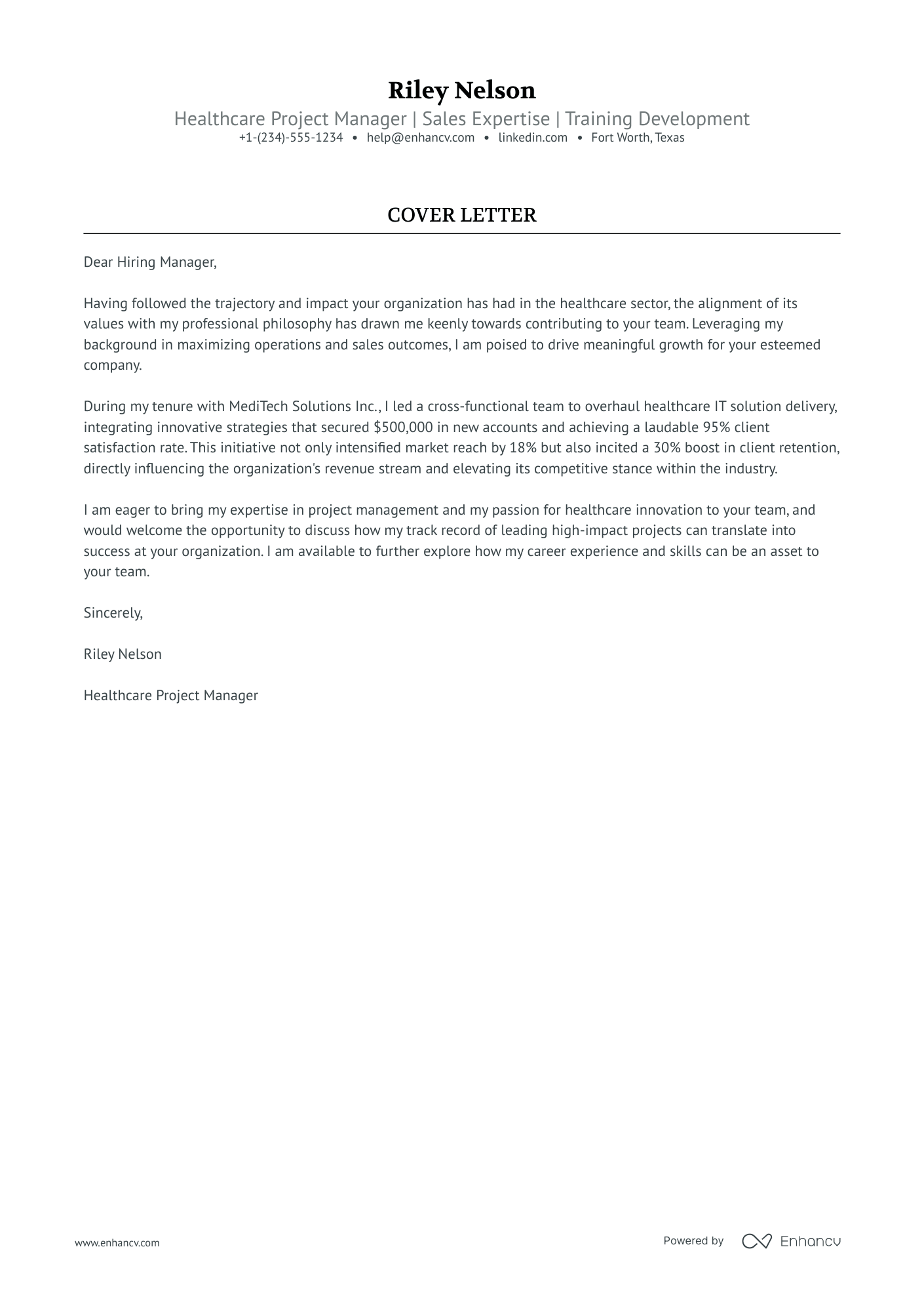 13 Professional Healthcare Cover Letter Examples and Template for 2024 ...