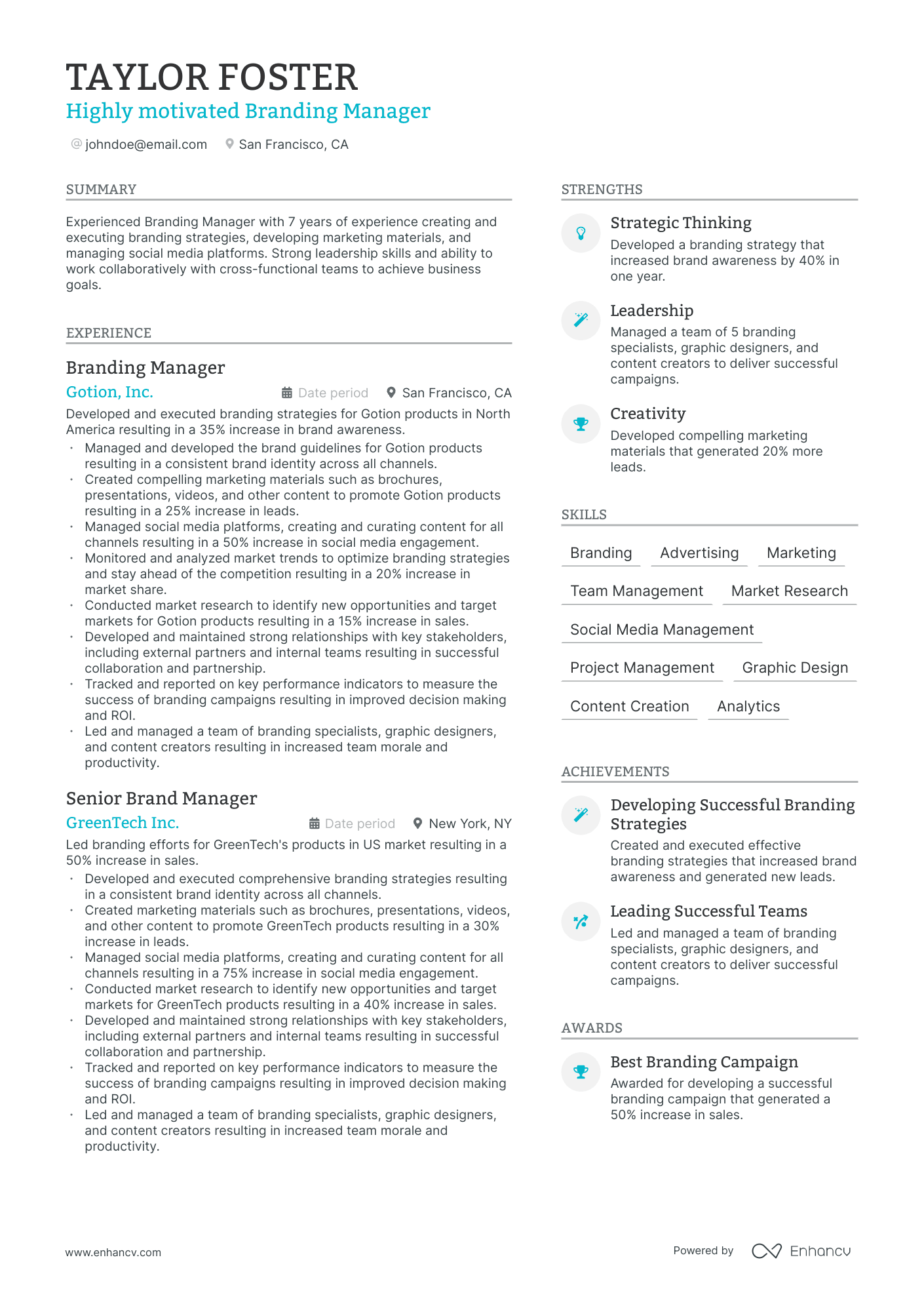 9 Brand Manager Resume Examples & Guide for 2024