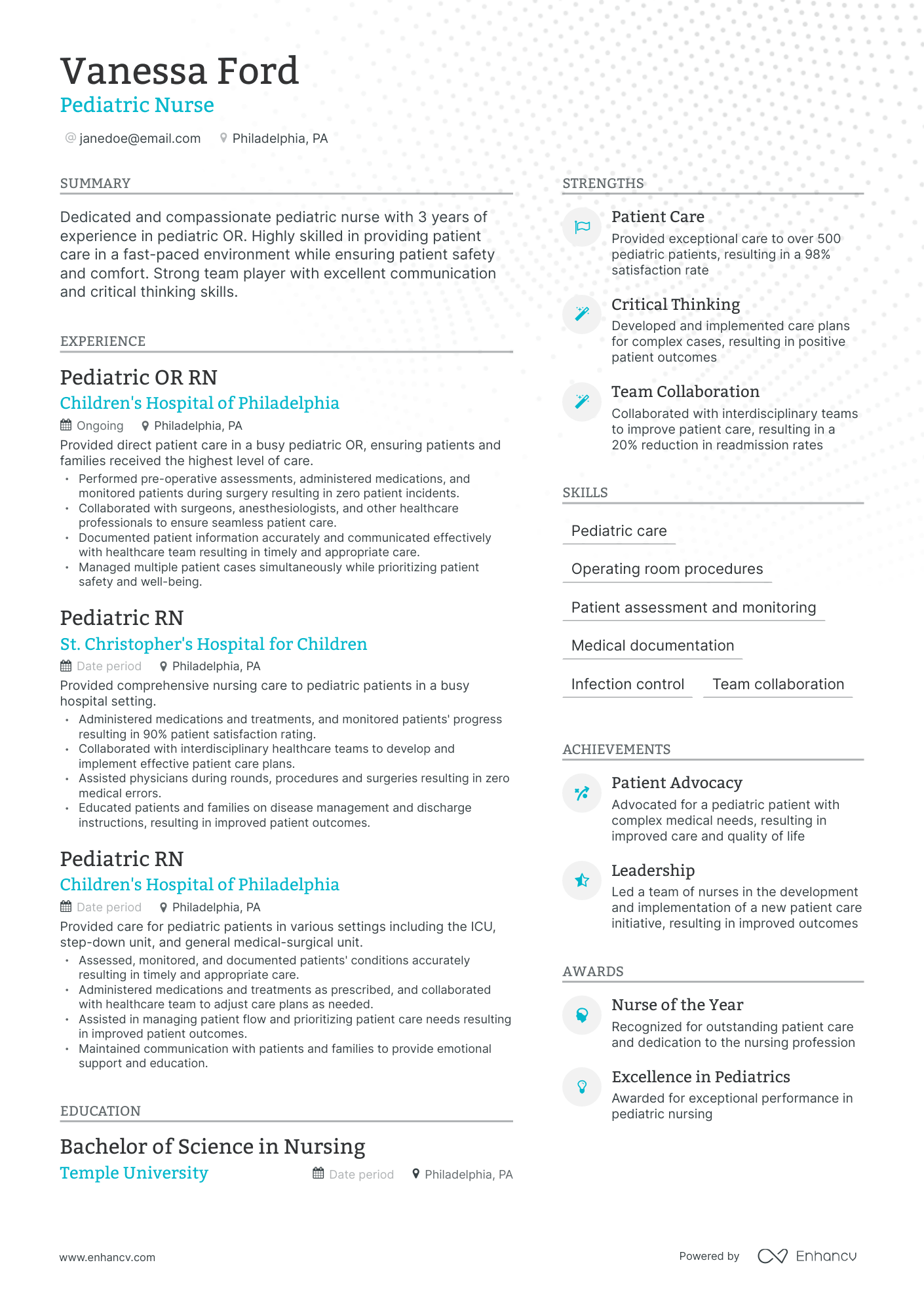 5 Pediatric Nurse Resume Examples & Guide for 2023