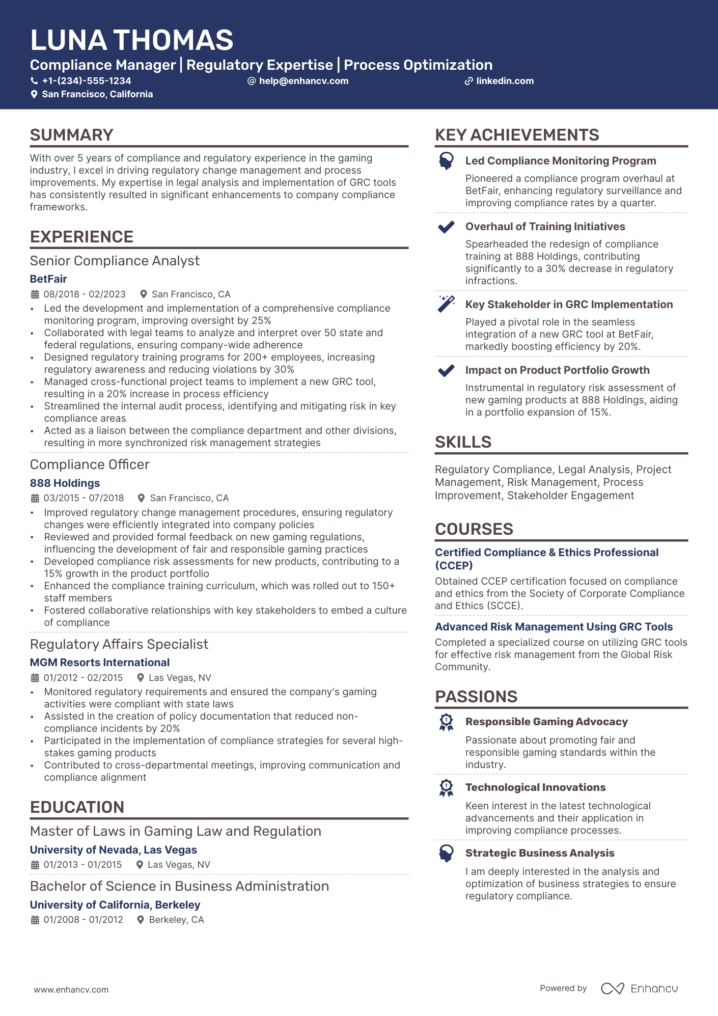 3 Compliance Manager Resume Examples & Guide for 2025