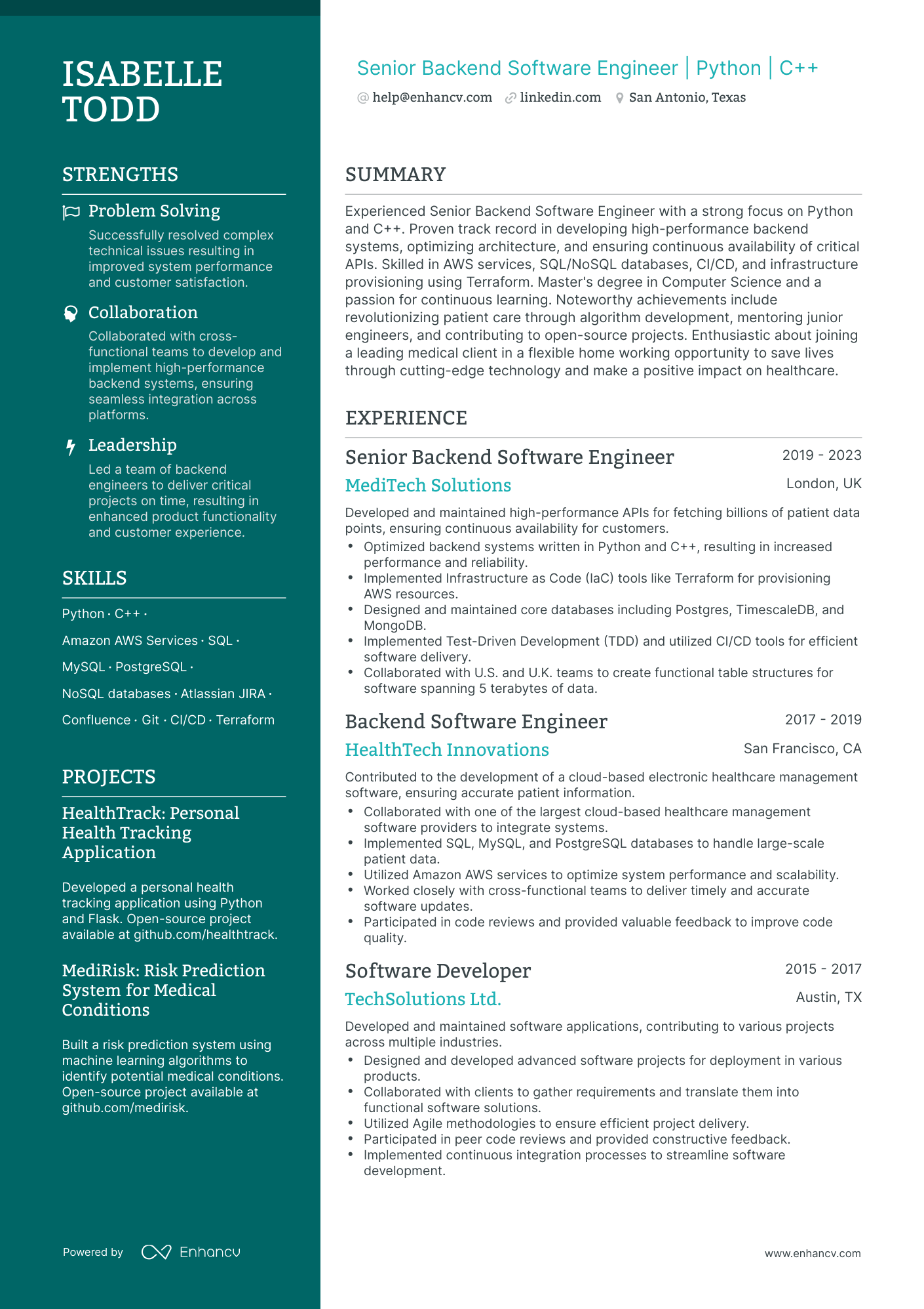 5 Backend Engineer Resume Examples & Guide for 2024