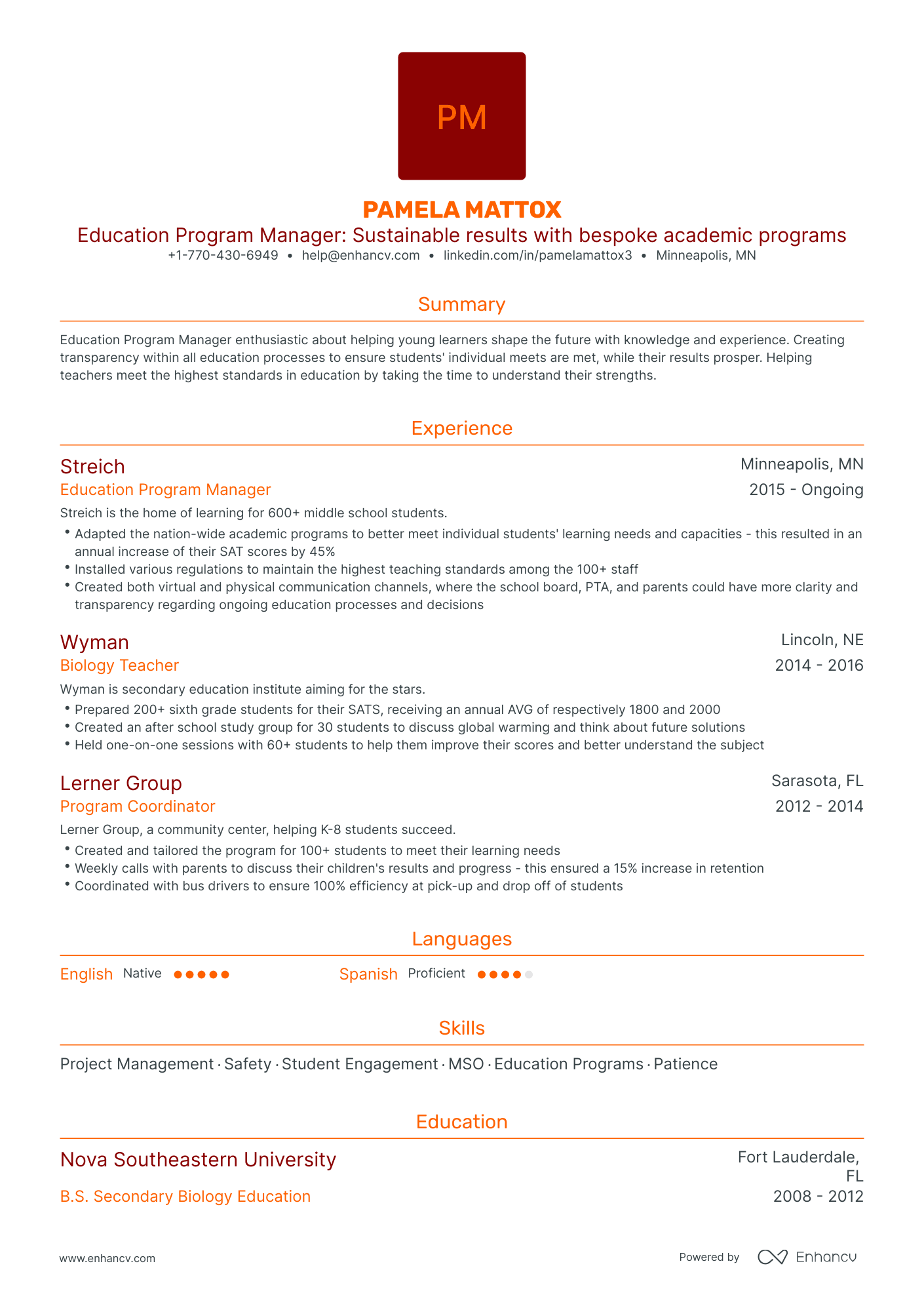 5 Education Program Manager Resume Examples & Guide for 2024