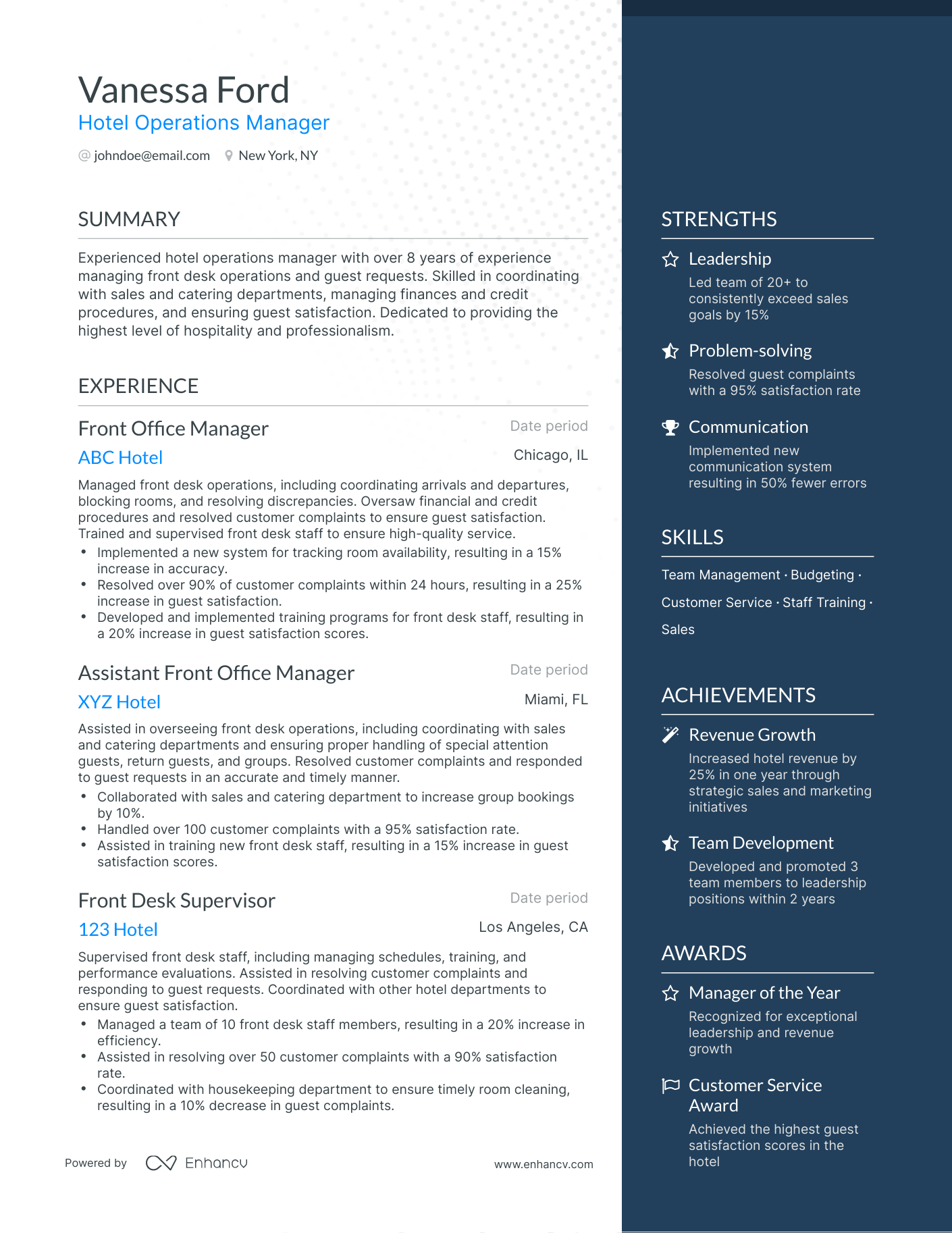 5 Hotel Operations Manager Resume Examples & Guide for 2024