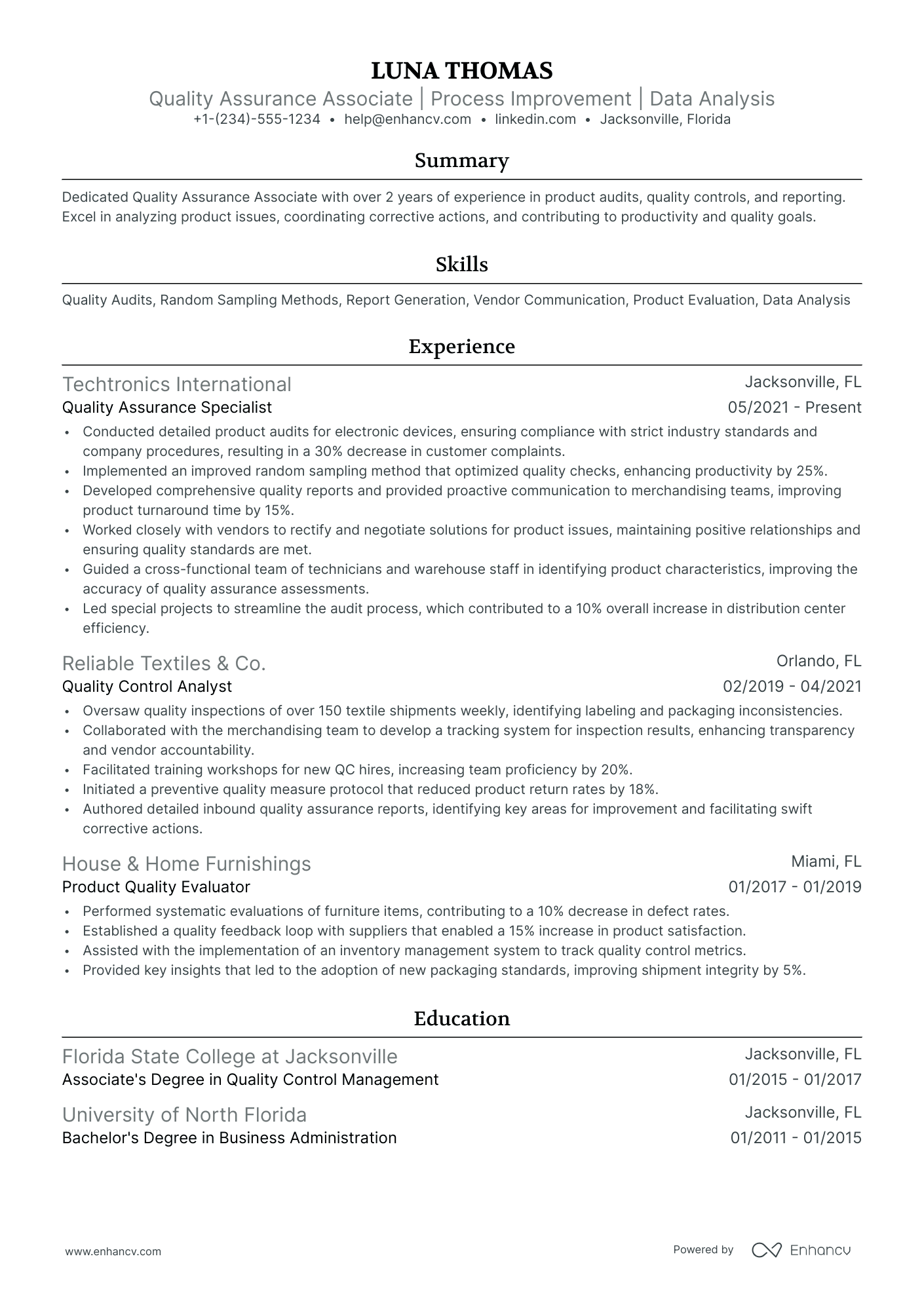 10 Quality Assurance Associate Resume Examples & Guide for 2026