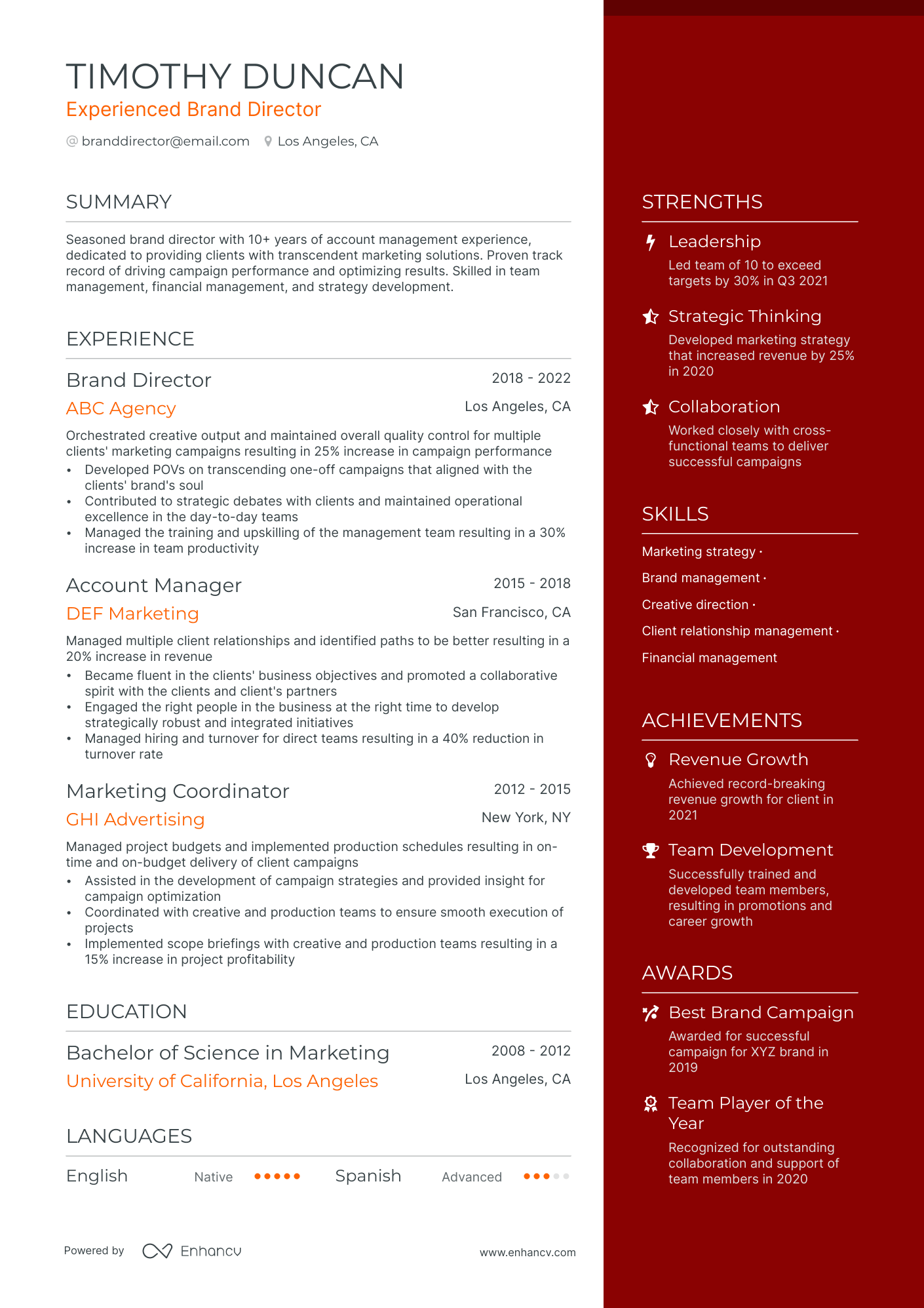 9 Brand Manager Resume Examples & Guide for 2024