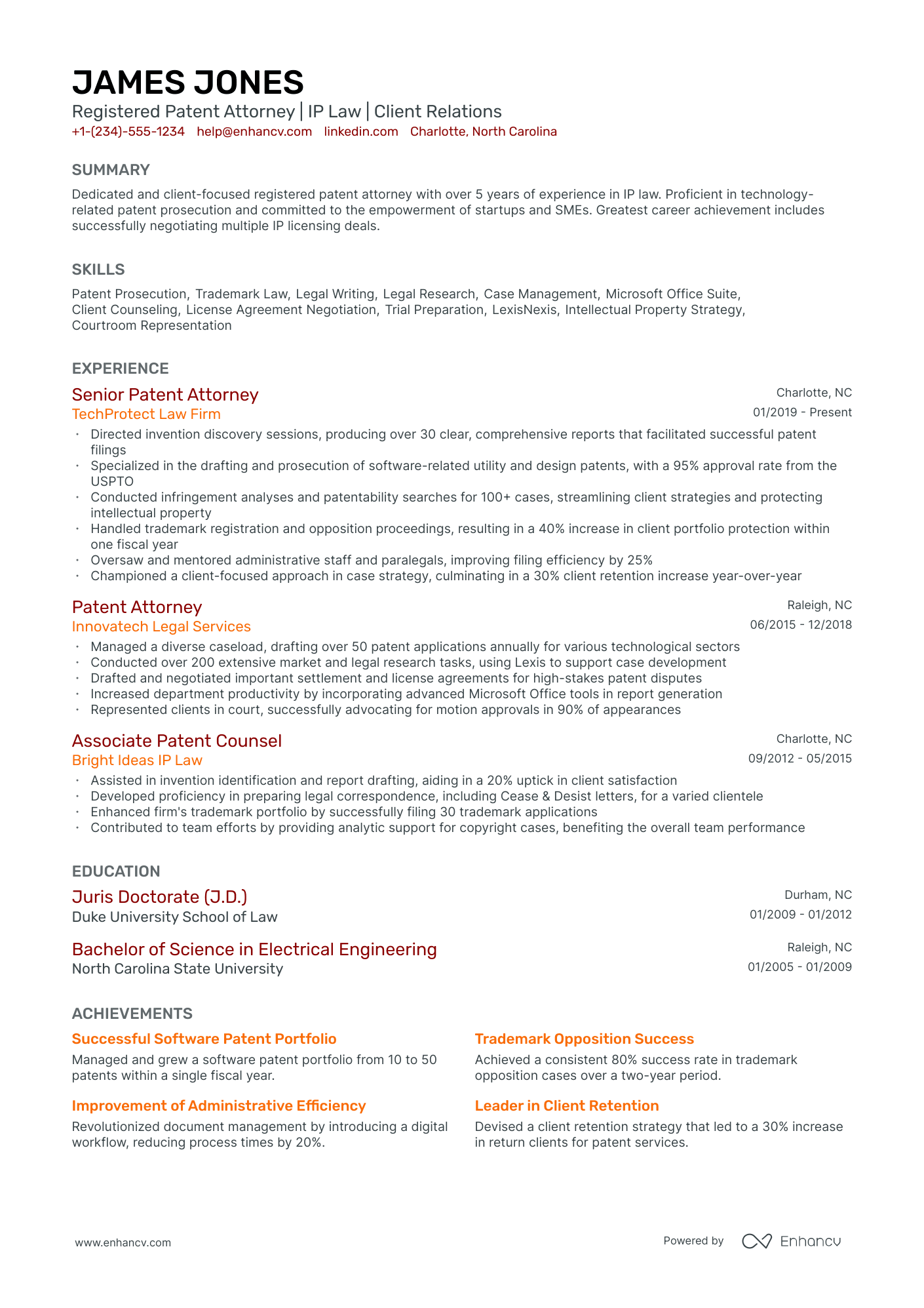 5 Patent Lawyer Resume Examples & Guide for 2024