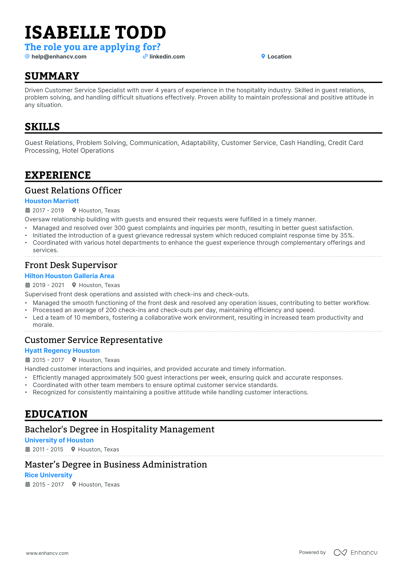 10 Front Desk Agent Resume Examples & Guide for 2025