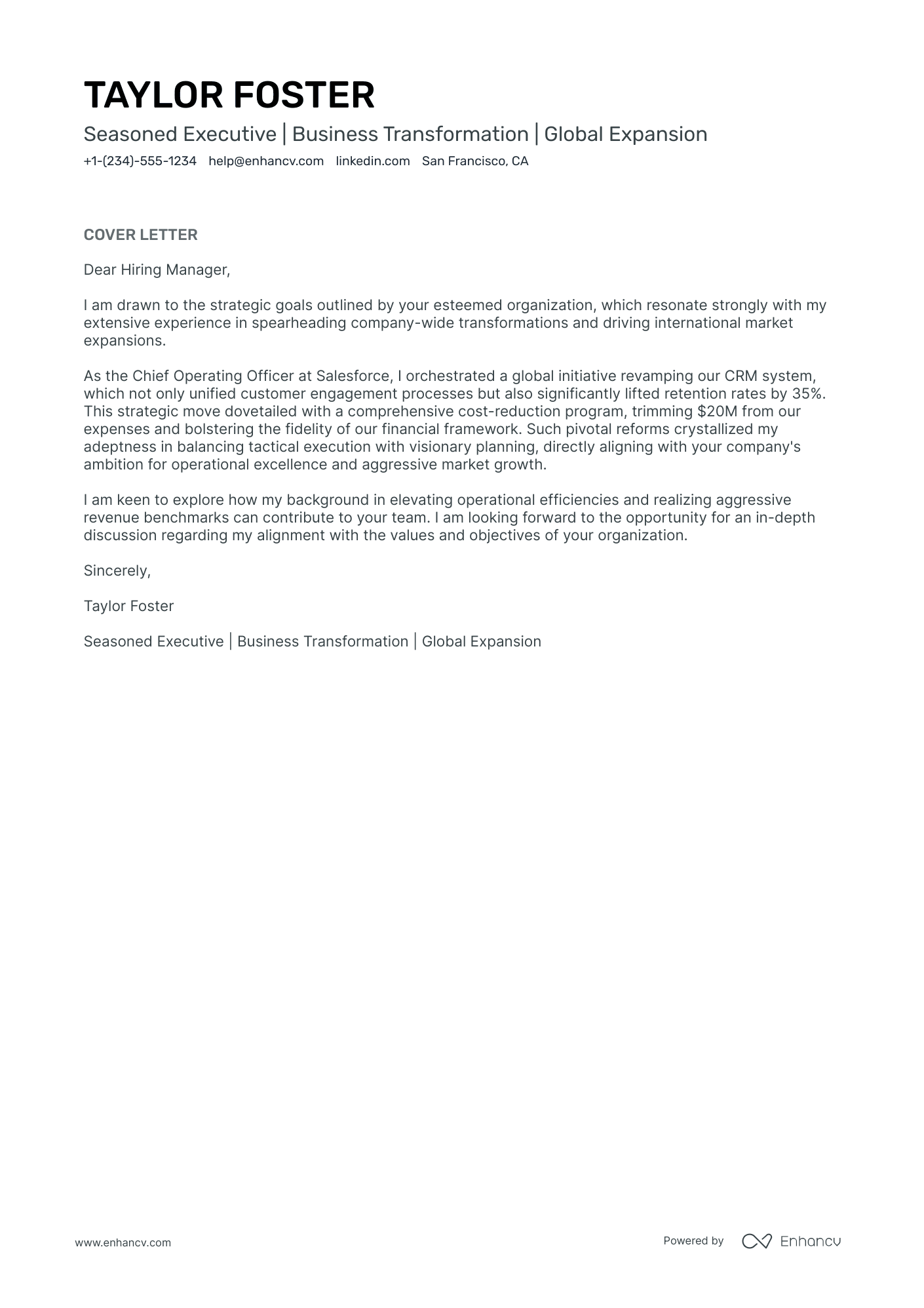 Executive Cover Letter: Examples, Tips & Templates | Enhancv