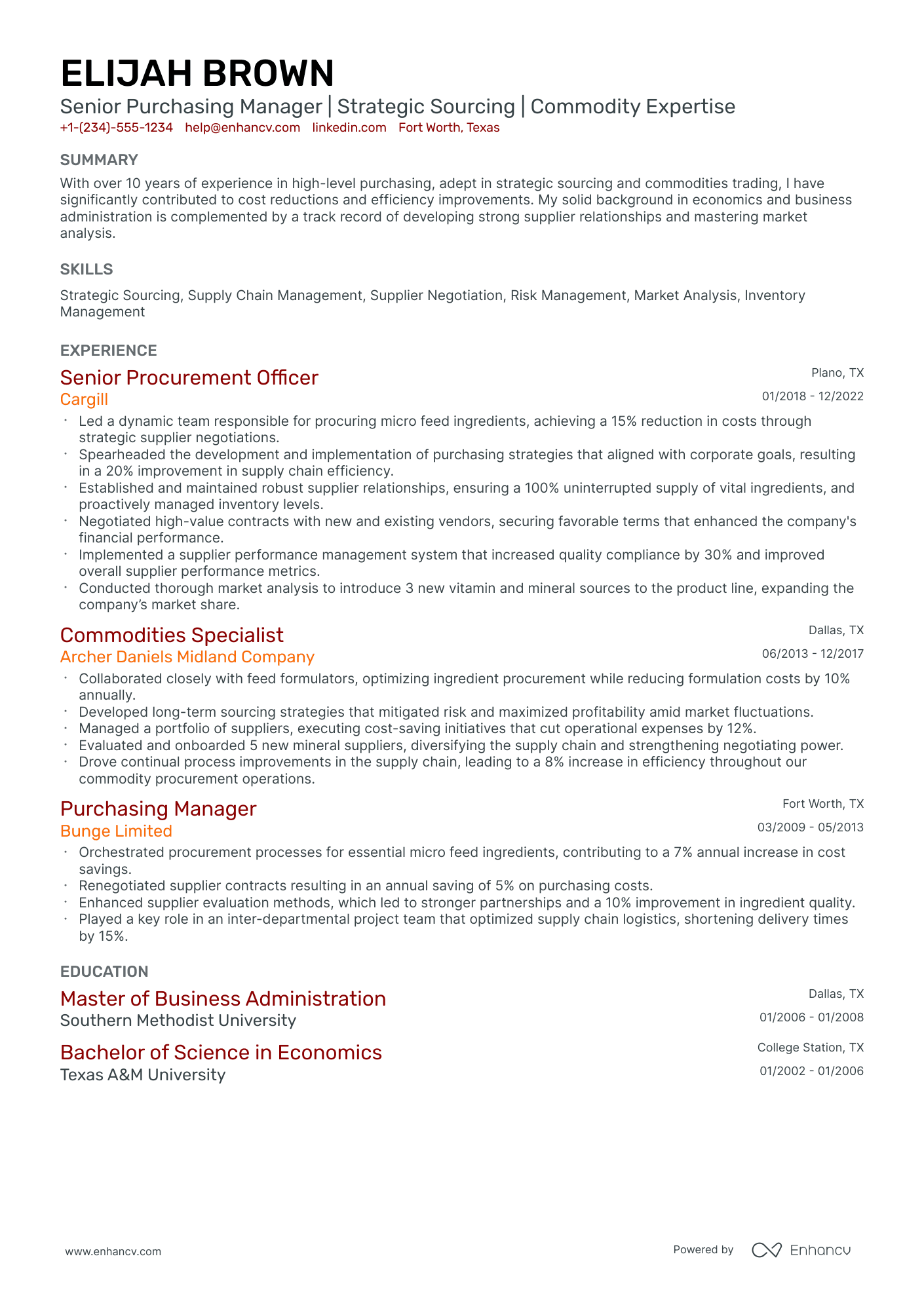 10 Sourcing Manager Resume Examples & Guide for 2025