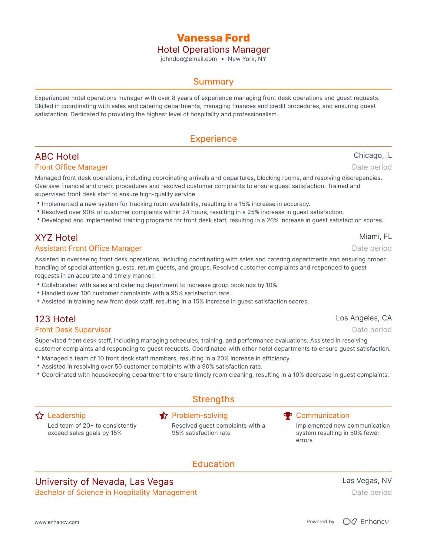 5 Hotel Operations Manager Resume Examples & Guide for 2023