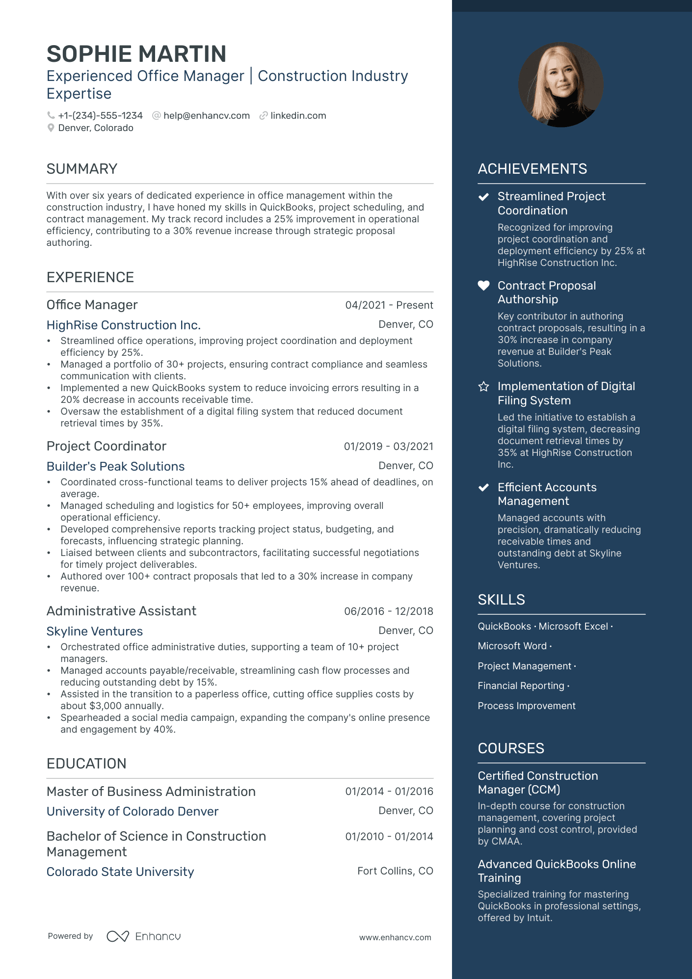5 Construction Office Manager Resume Examples & Guide for 2024