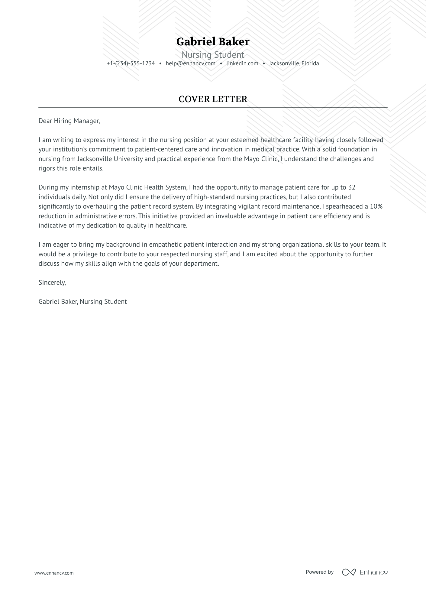 7 Professional Nursing Student Cover Letter Examples and Template for ...