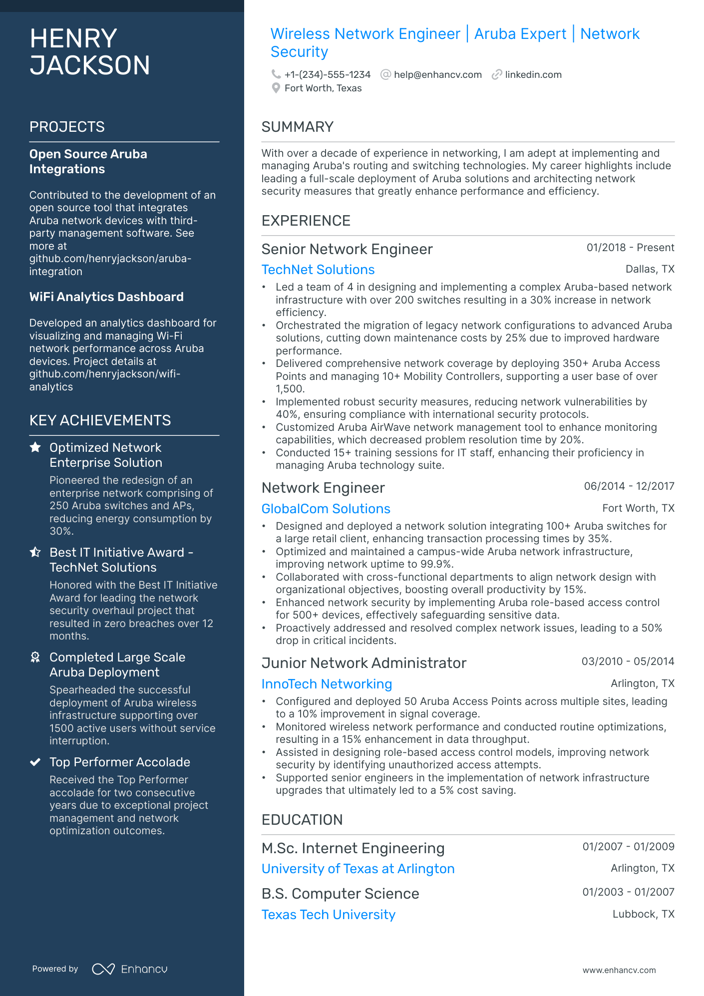 10 Wireless Network Engineer Resume Examples & Guide for 2025