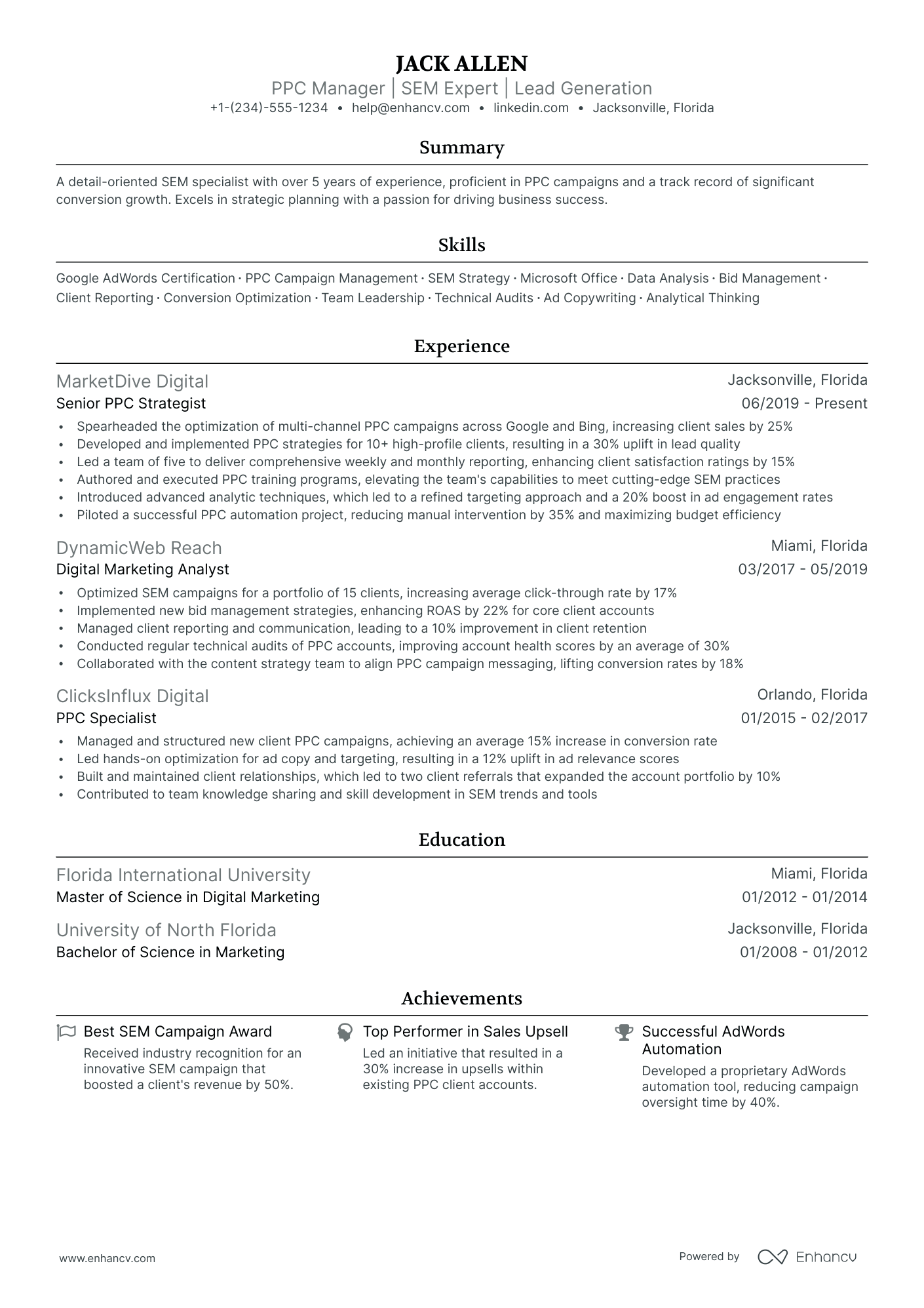 5 PPC Manager Resume Examples & Guide for 2024
