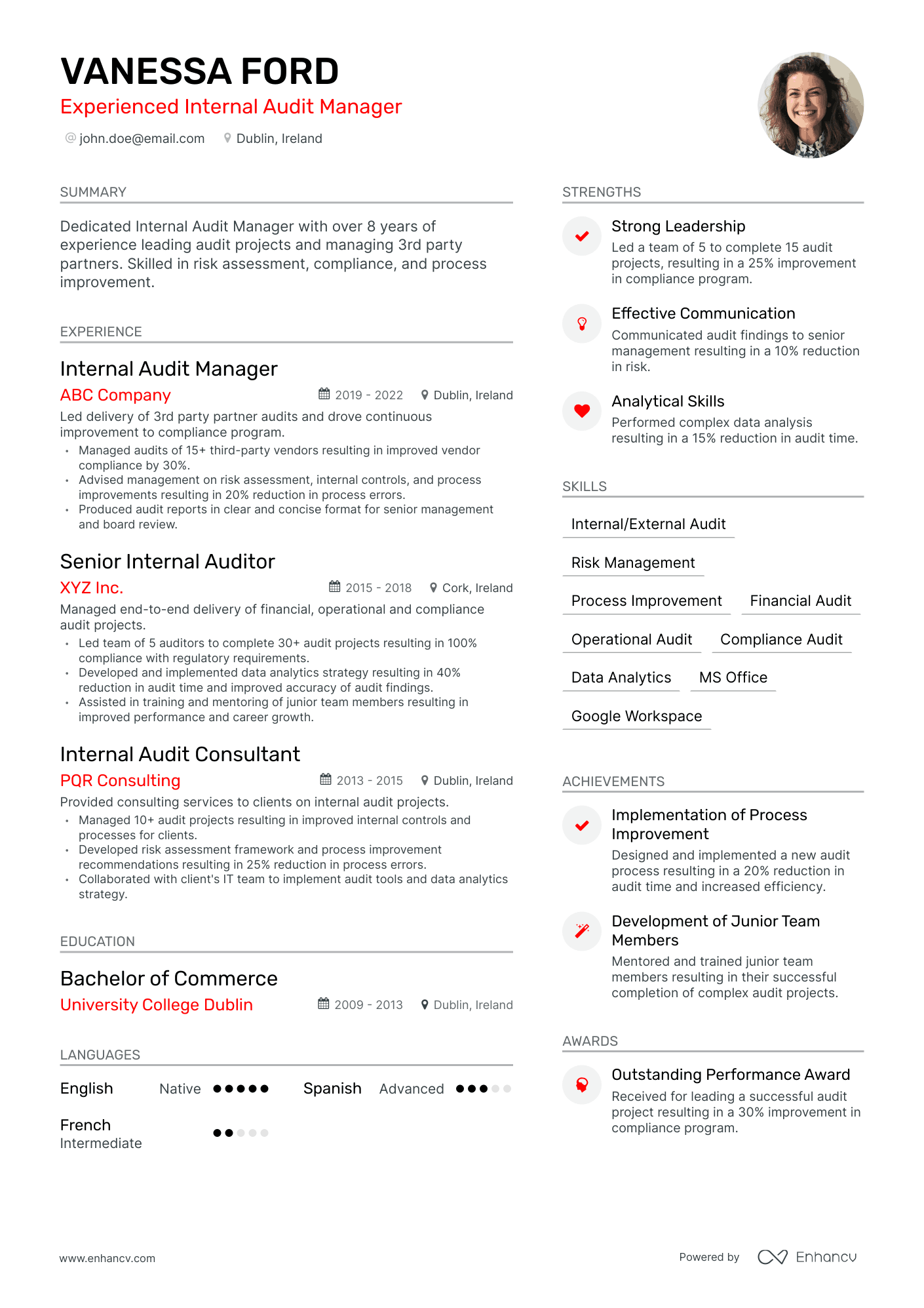5 Internal Audit Manager Resume Examples & Guide for 2023