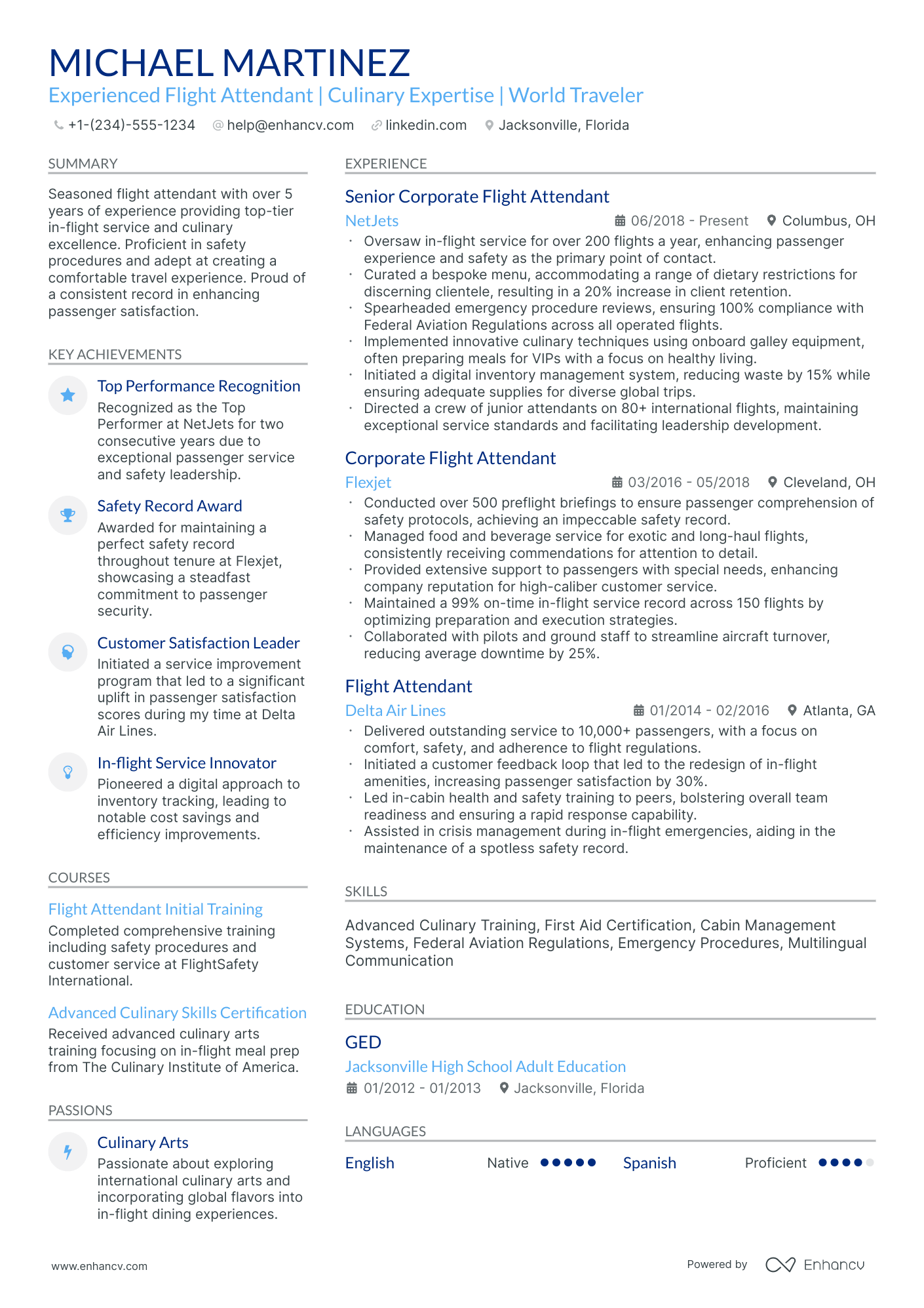 10 Corporate Flight Attendant Resume Examples, Templates & Guide for 2026