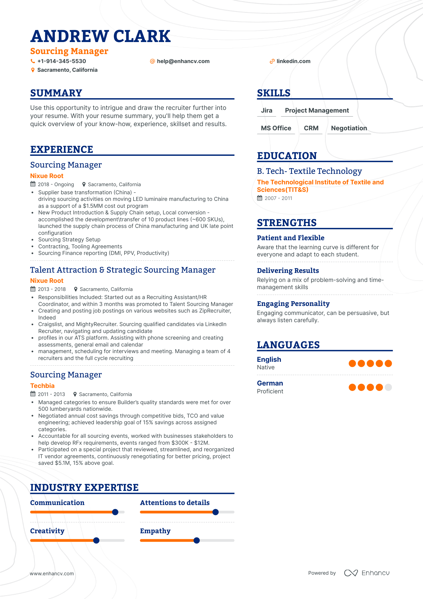 Sourcing Manager Resume Examples & Guide for 2023 (Layout, Skills ...