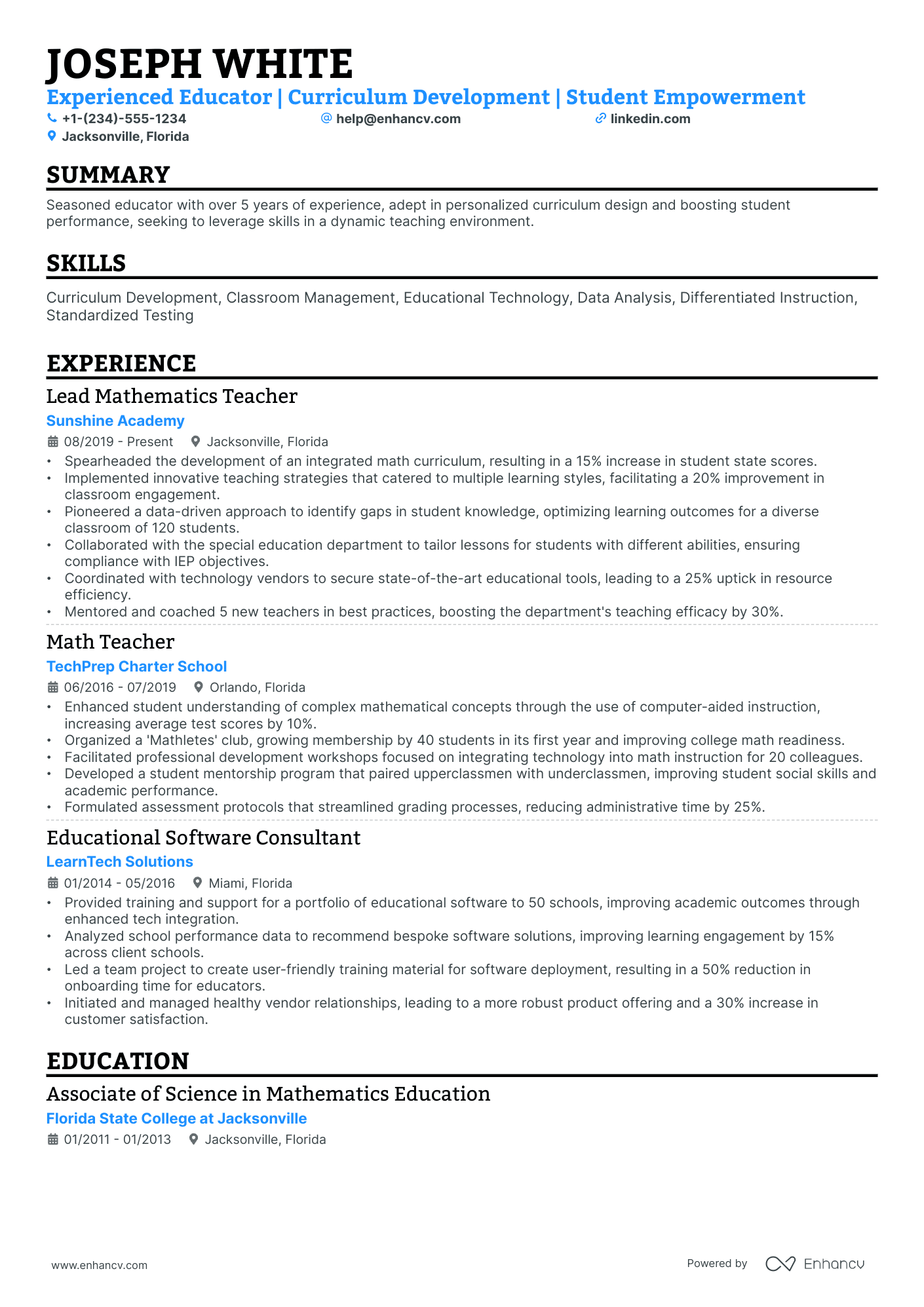10 Technology Teacher Resume Examples & Guide for 2026